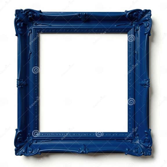 Classic Dark Blue Rectangular Frame, Blank, Isolated on White , Design ...