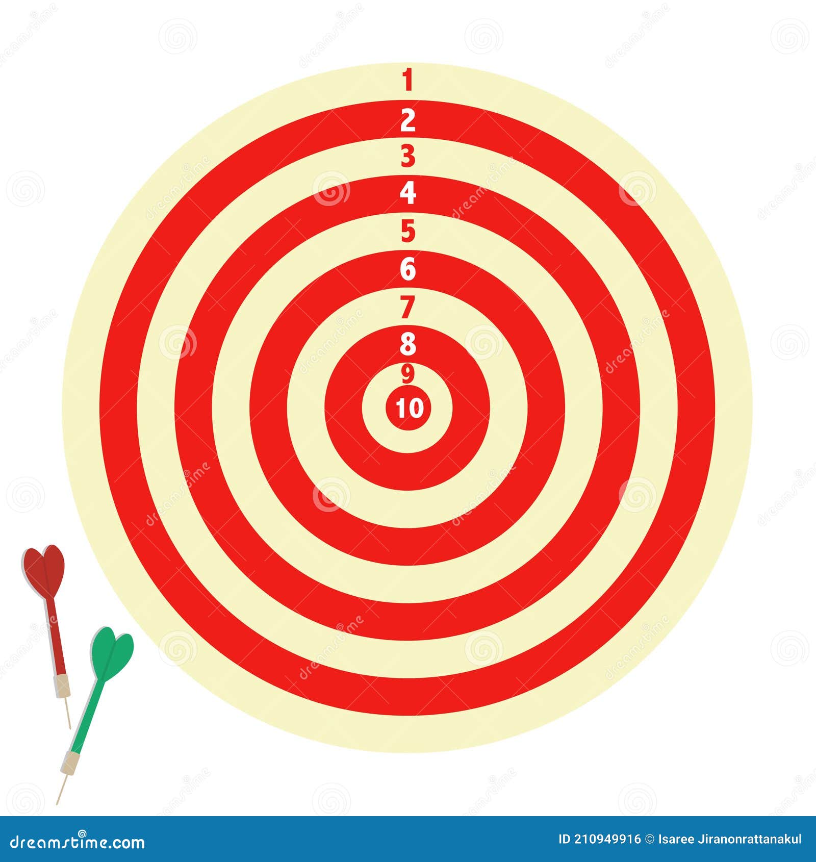 Classic Dart Board Target Set And Darts Red Arrow Isolated On White ...