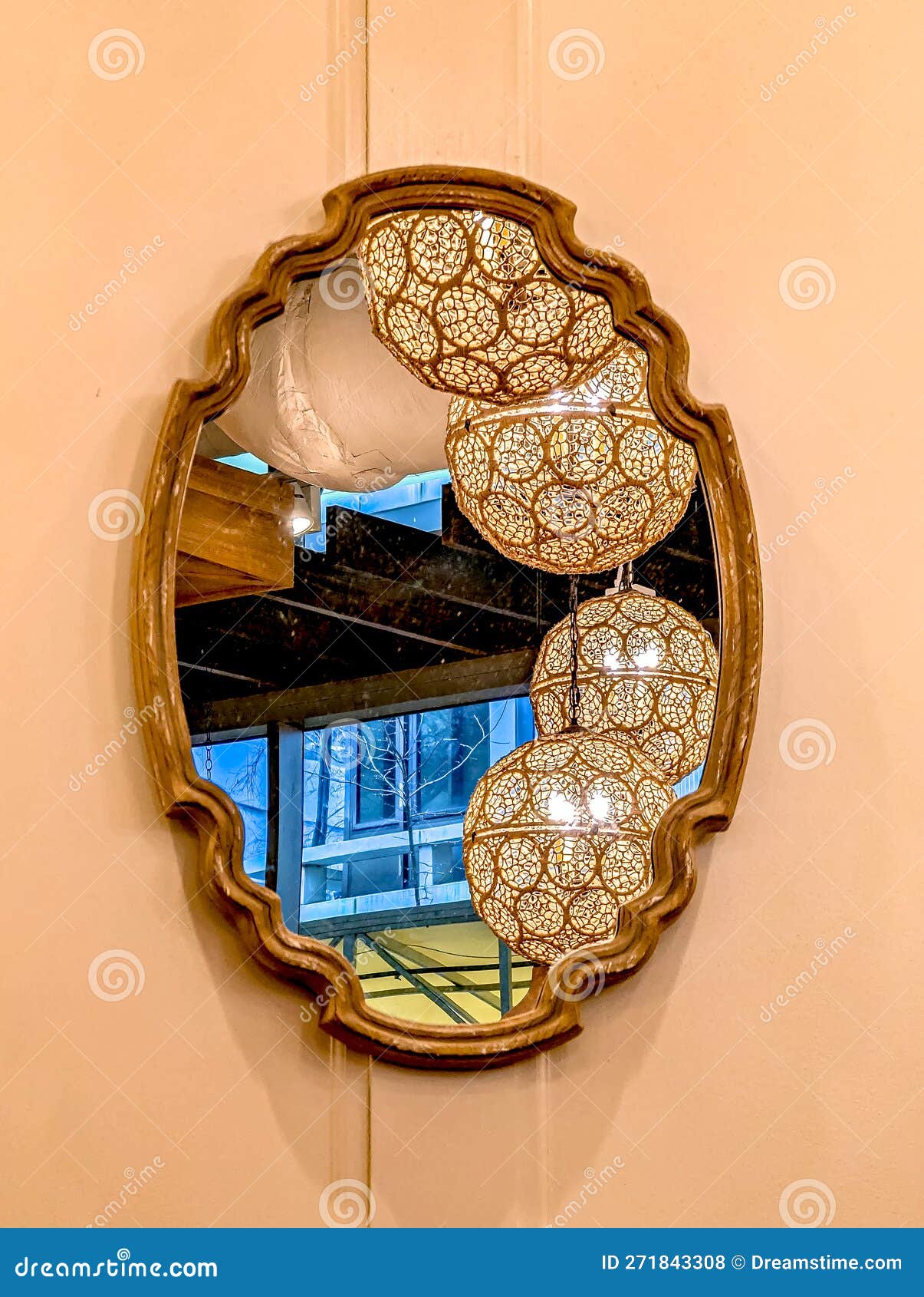 Classic Decor Mirrors with Reflections of Restaurant Interior Stock ...