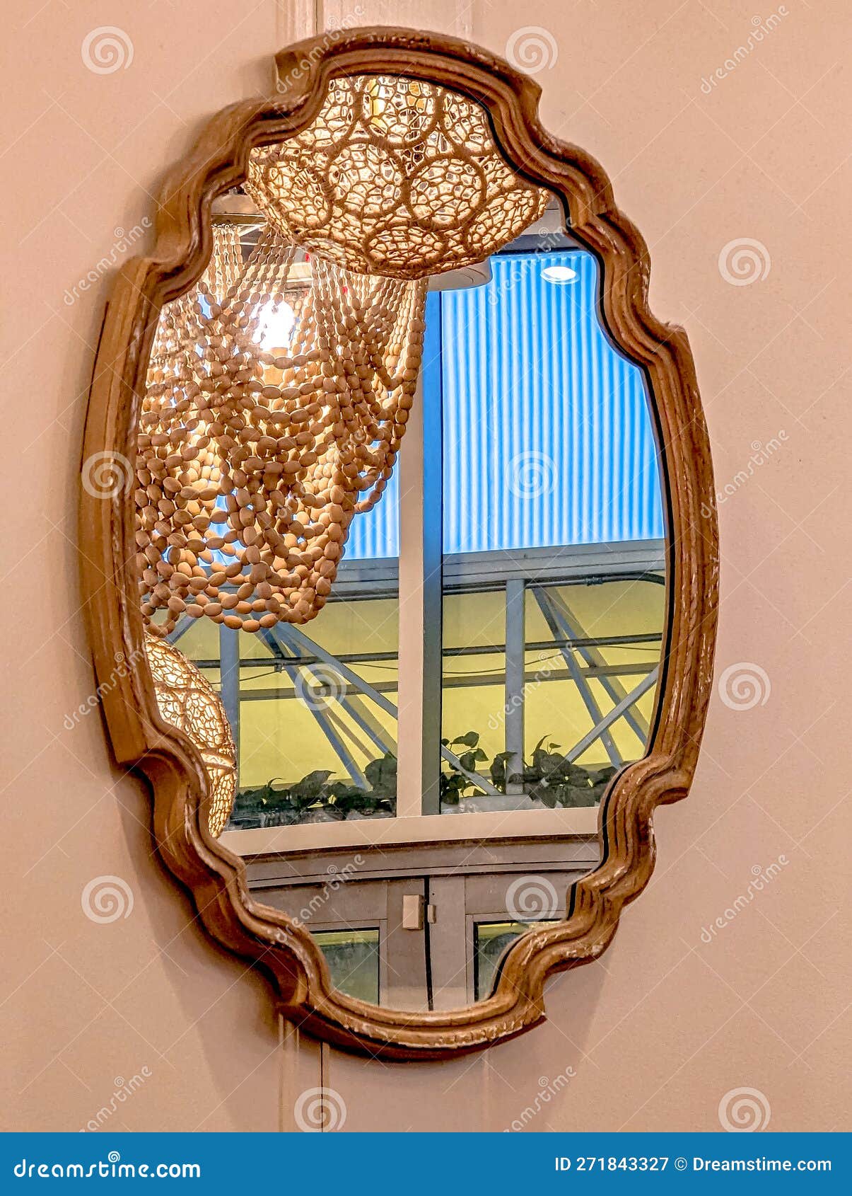 Classic Decor Mirrors with Reflections of Restaurant Interior Stock ...