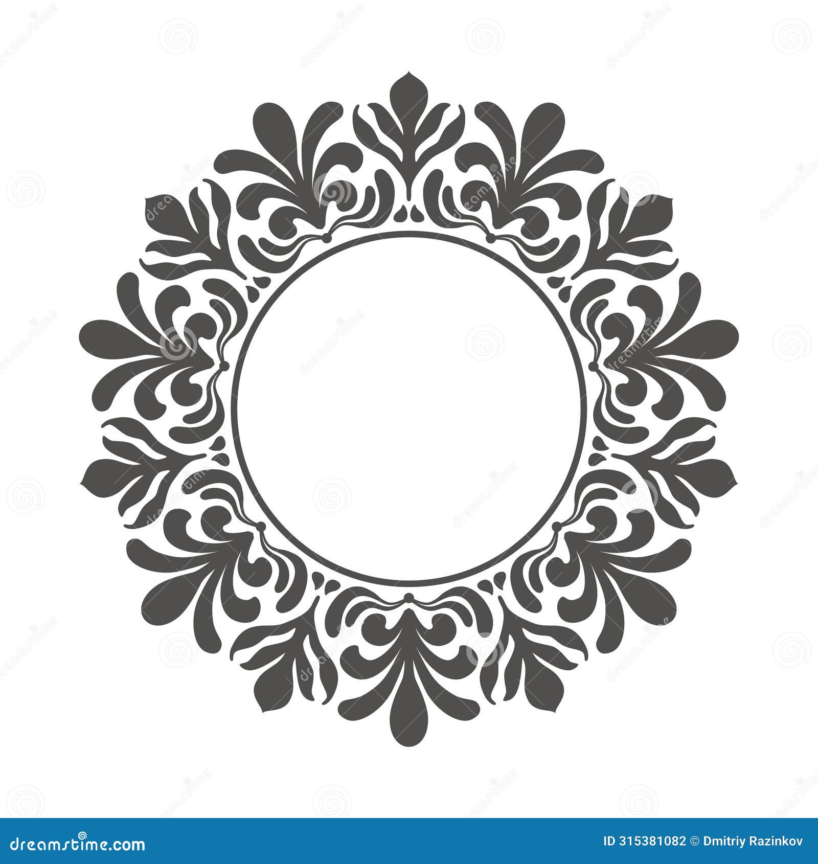 Classic Decorative Floral Circle Frame Vector Stock Illustration ...