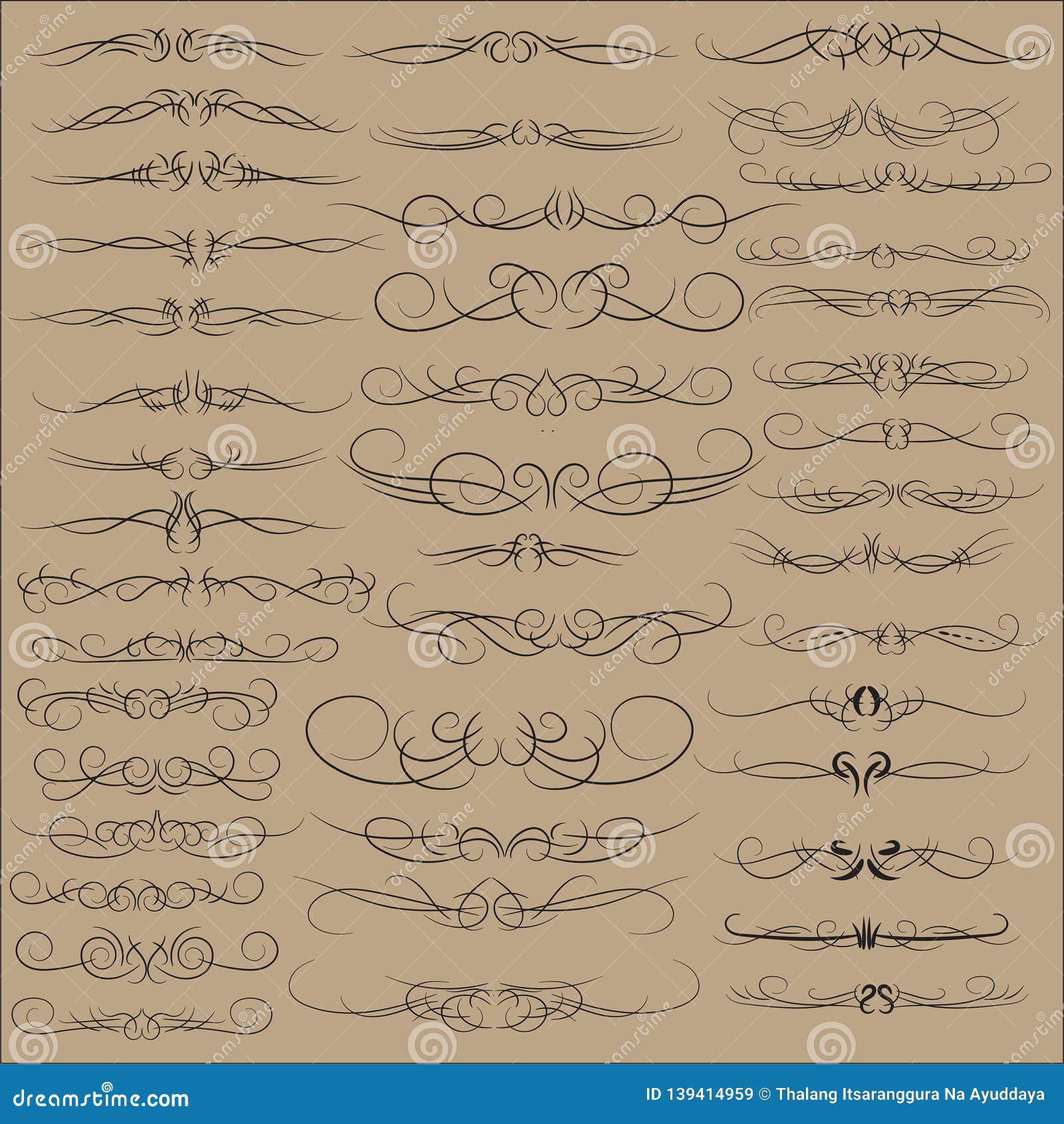 Collection of Calligraphic Element Stock Illustration - Illustration of ...