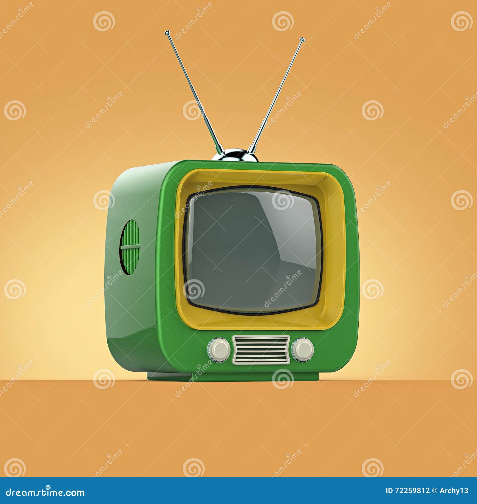 Classic Design Retro TV with Bright Color Plastic Shell and Blank ...