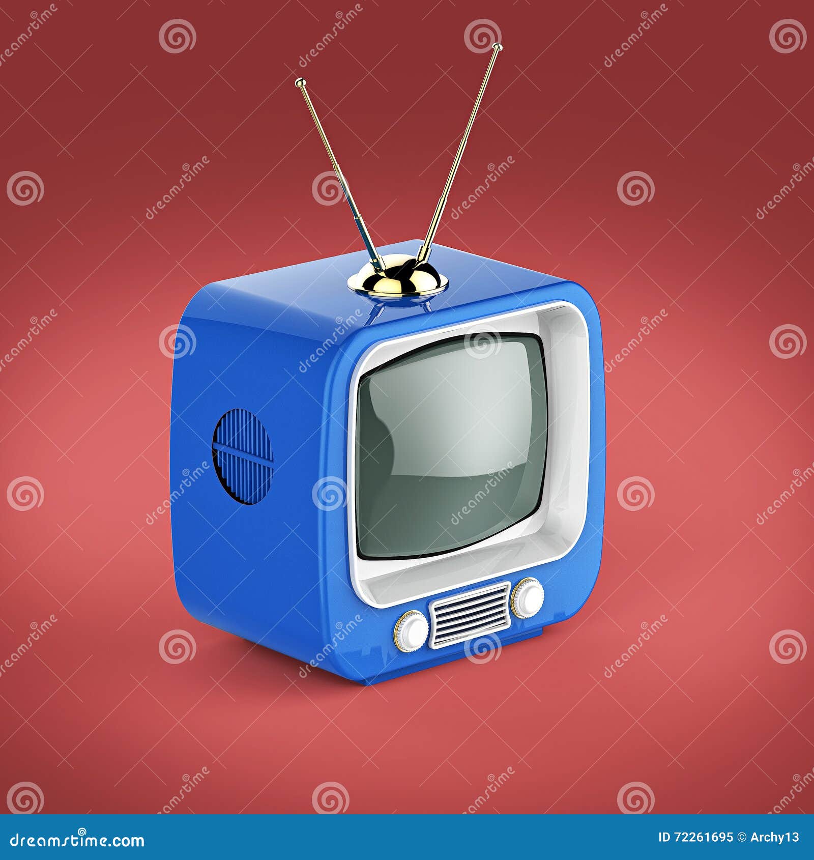 Classic Design Retro TV with Bright Color Plastic Shell and Blank ...