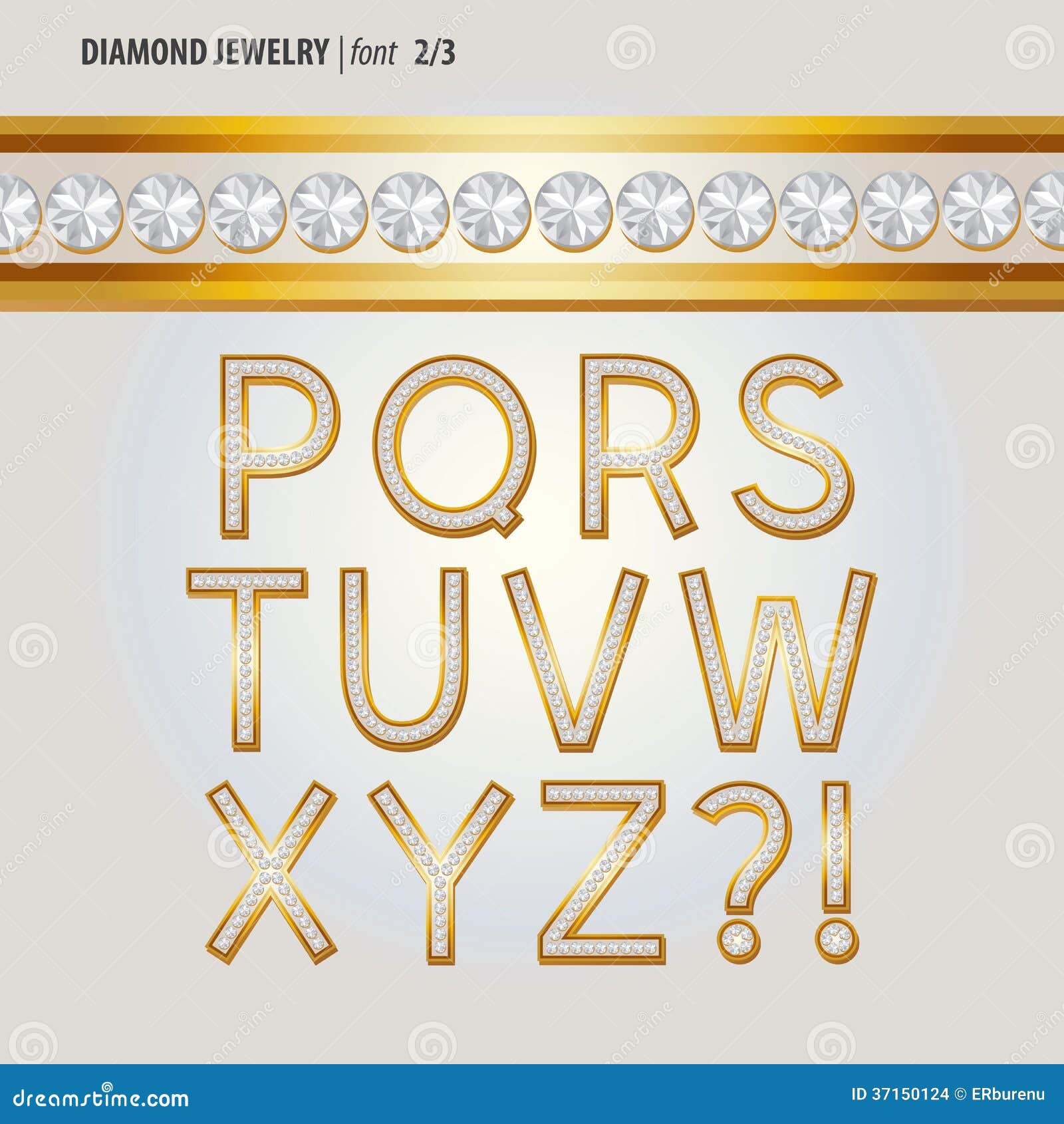 Classic Diamond Jewelry Alphabet Vector Stock Vector - Illustration of ...
