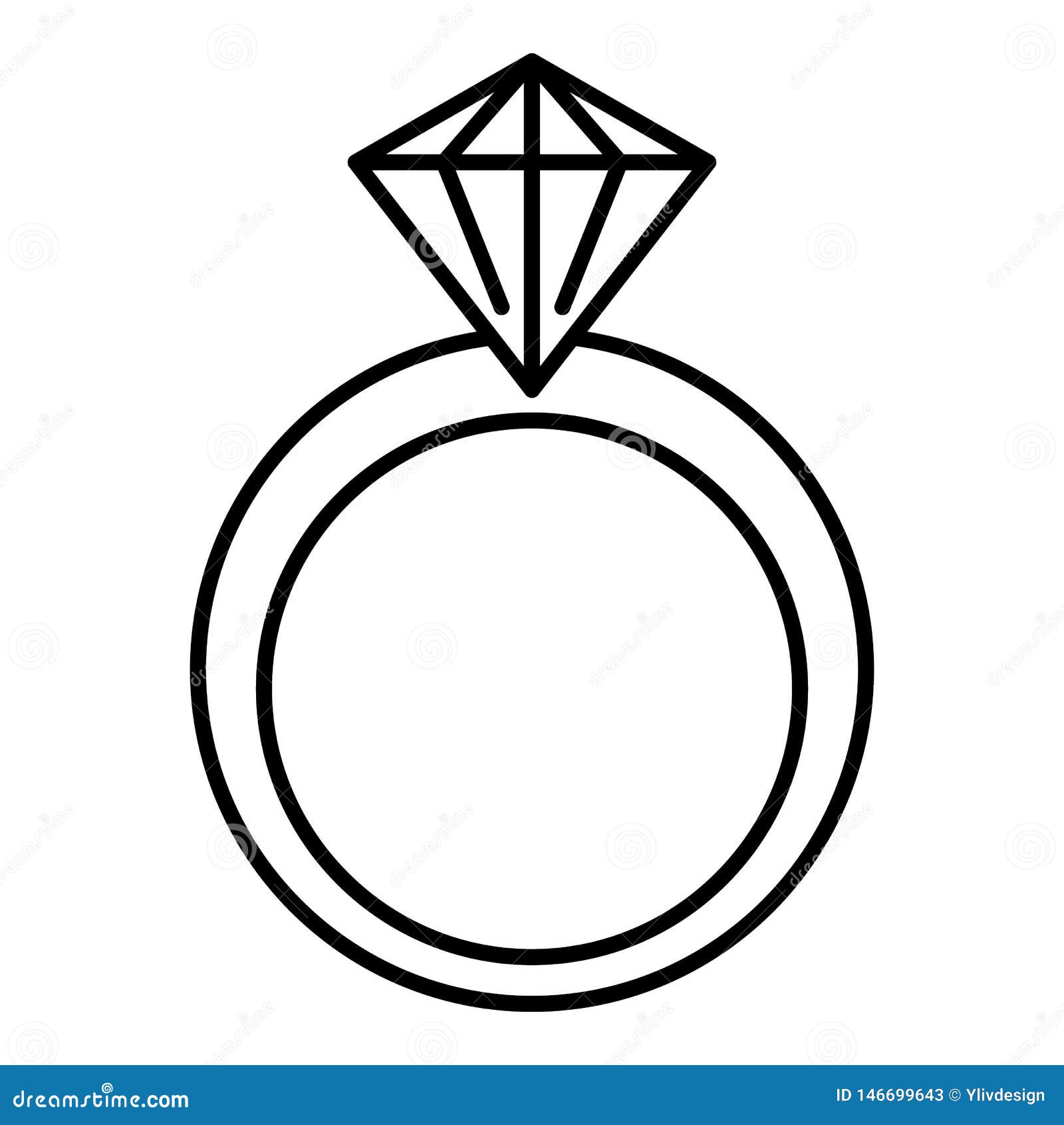 Classic Diamond Ring Icon, Outline Style Stock Vector - Illustration of ...