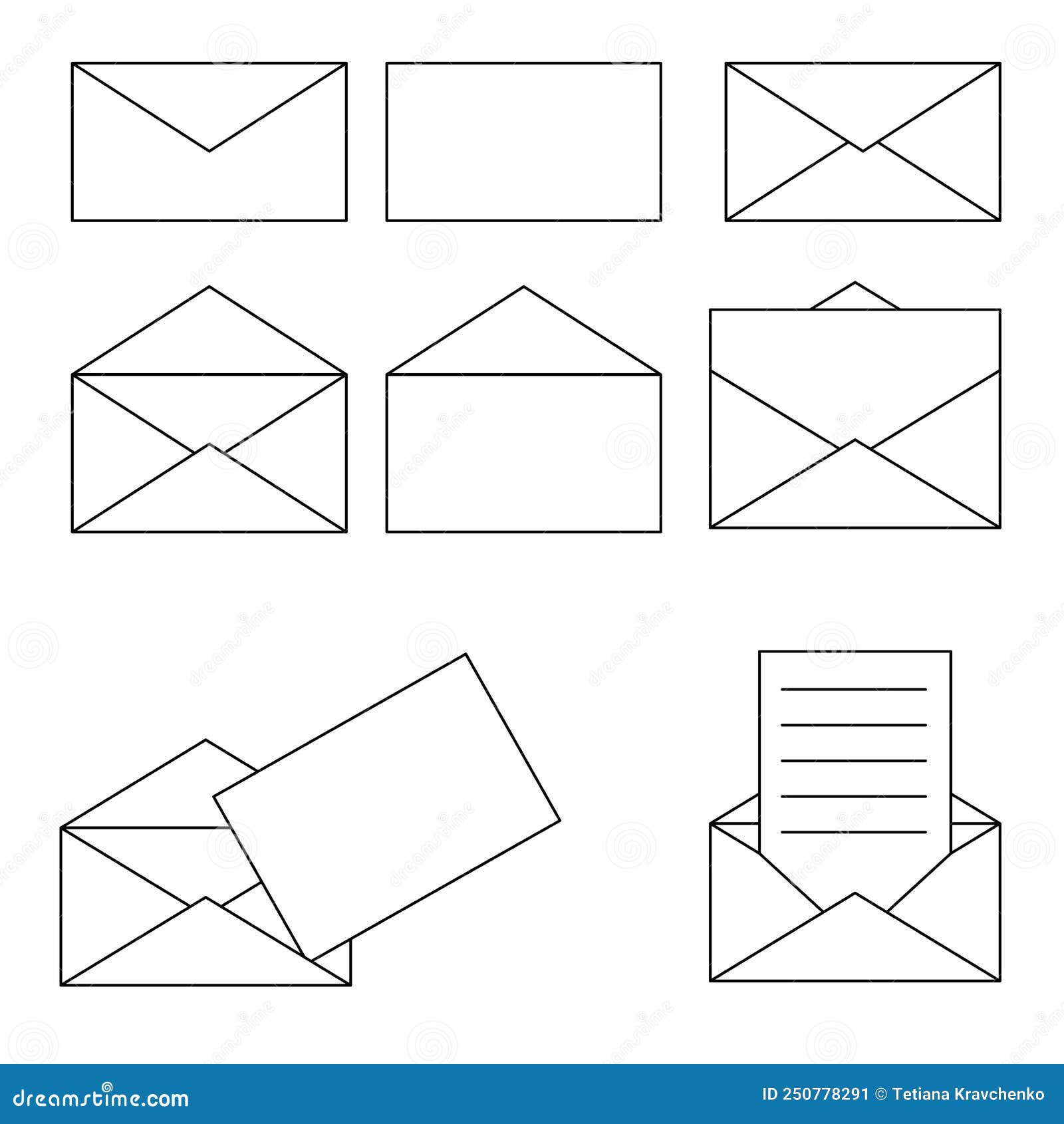 Classic Different Letter Envelopes. Vector Illustration. Stock Image ...