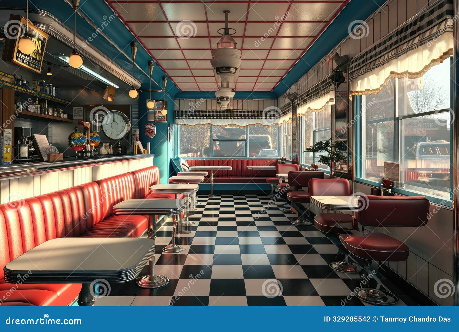 A Classic Diner Interior In 1950s Style, Ai Generated Royalty-Free ...