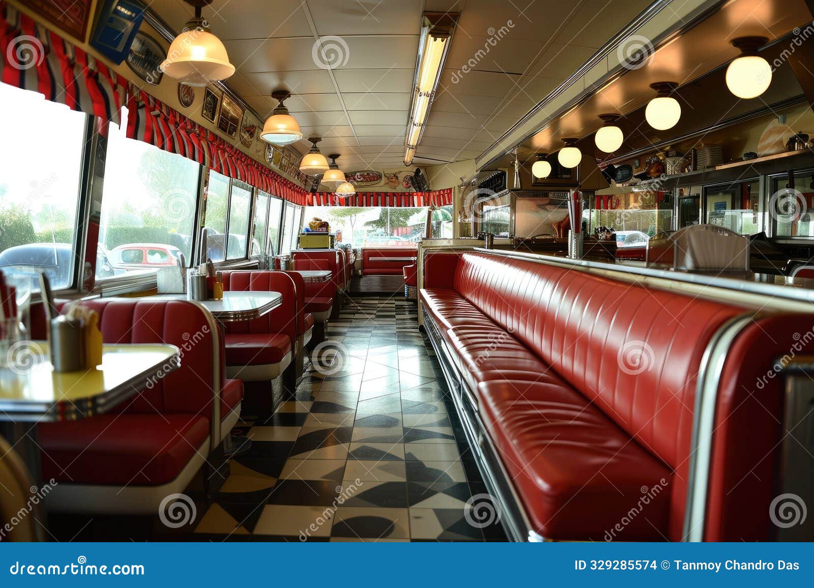 A Classic Diner Interior In 1950s Style, Ai Generated Royalty-Free ...