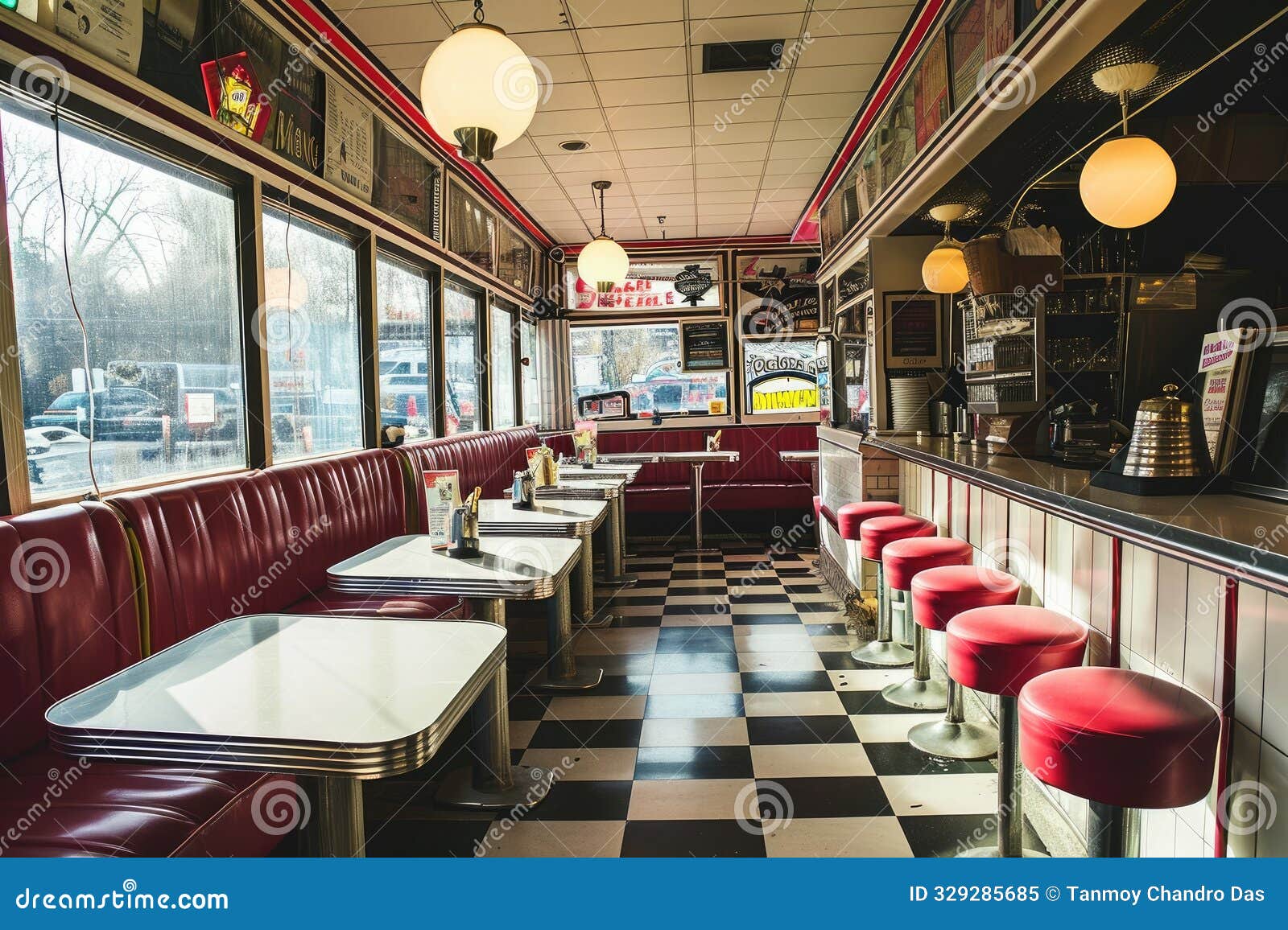 A Classic Diner Interior In 1950s Style, Ai Generated Royalty-Free ...