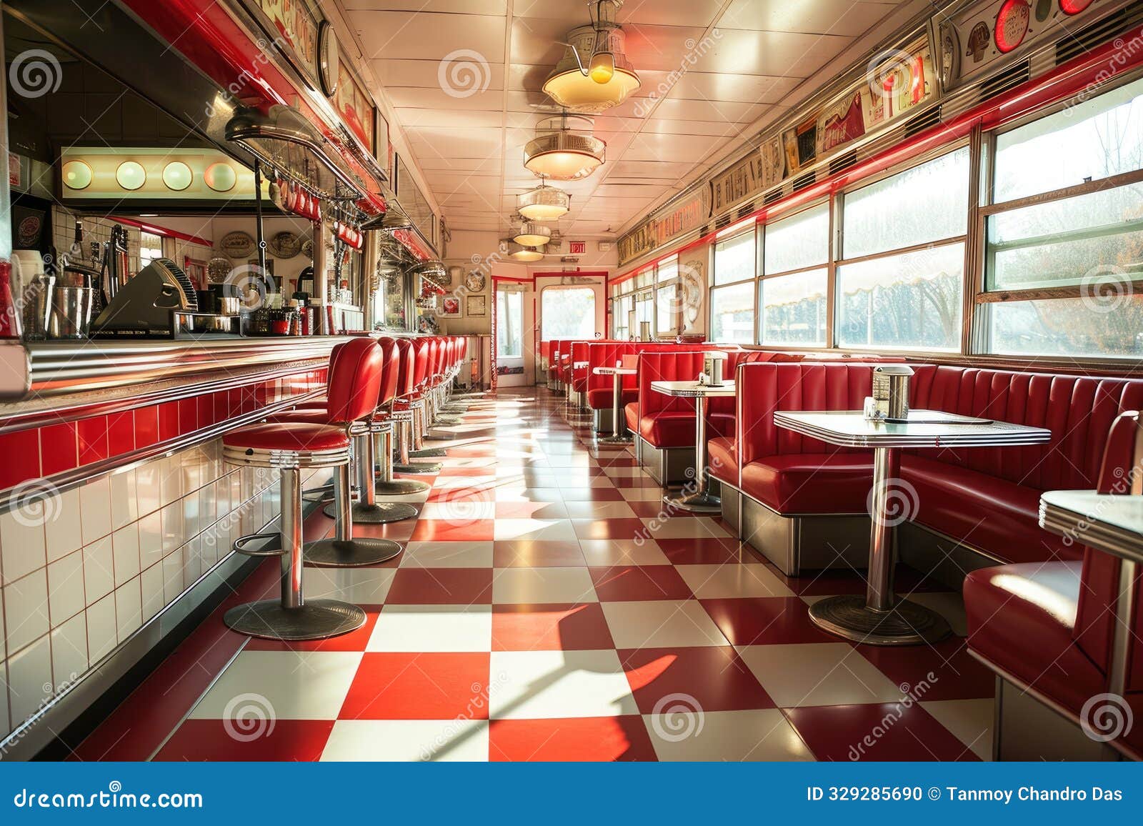 A Classic Diner Interior In 1950s Style, Ai Generated Stock Photography ...