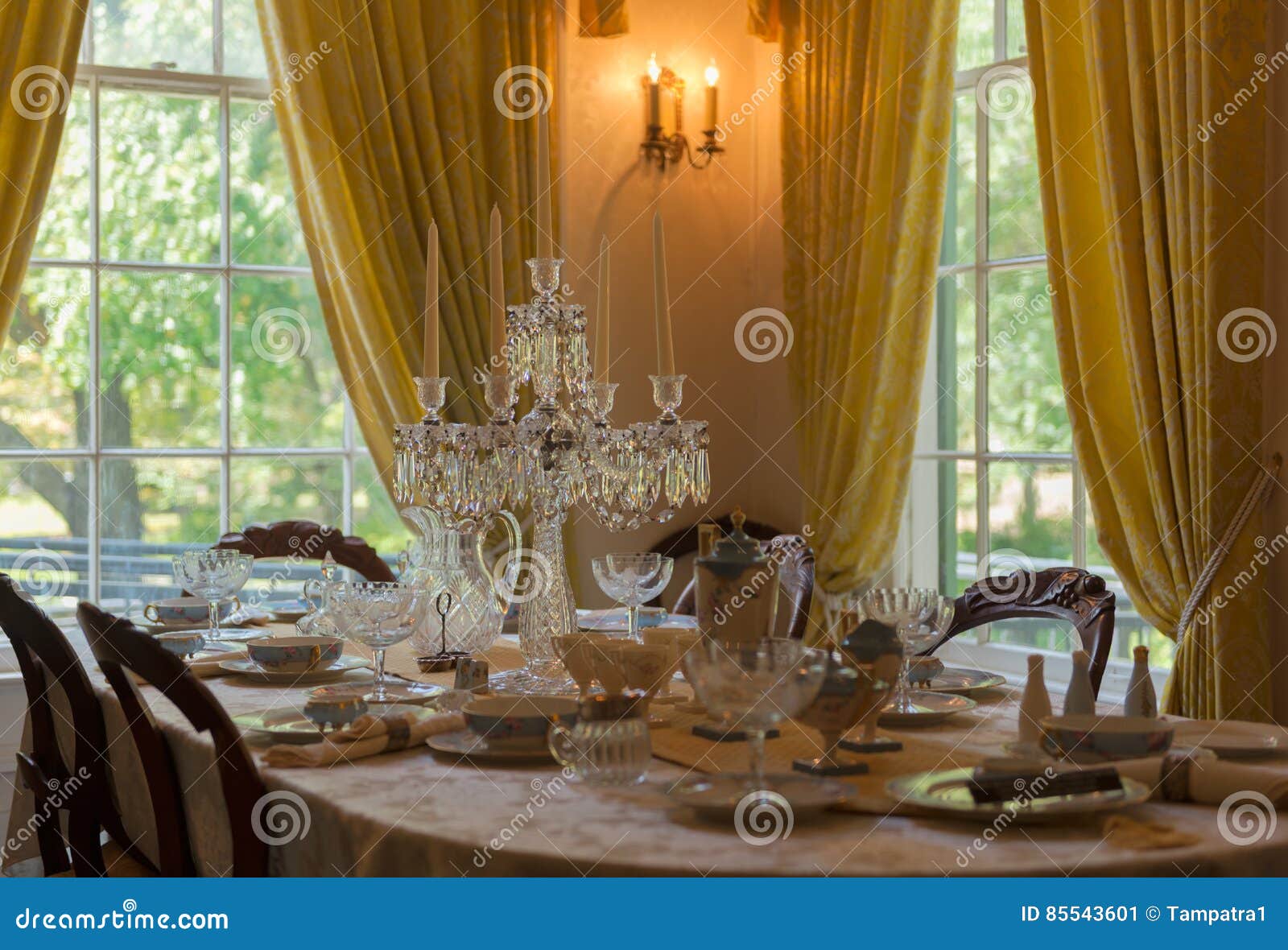 Classic Dining Table with Props, Luxury Room Stock Image - Image of ...