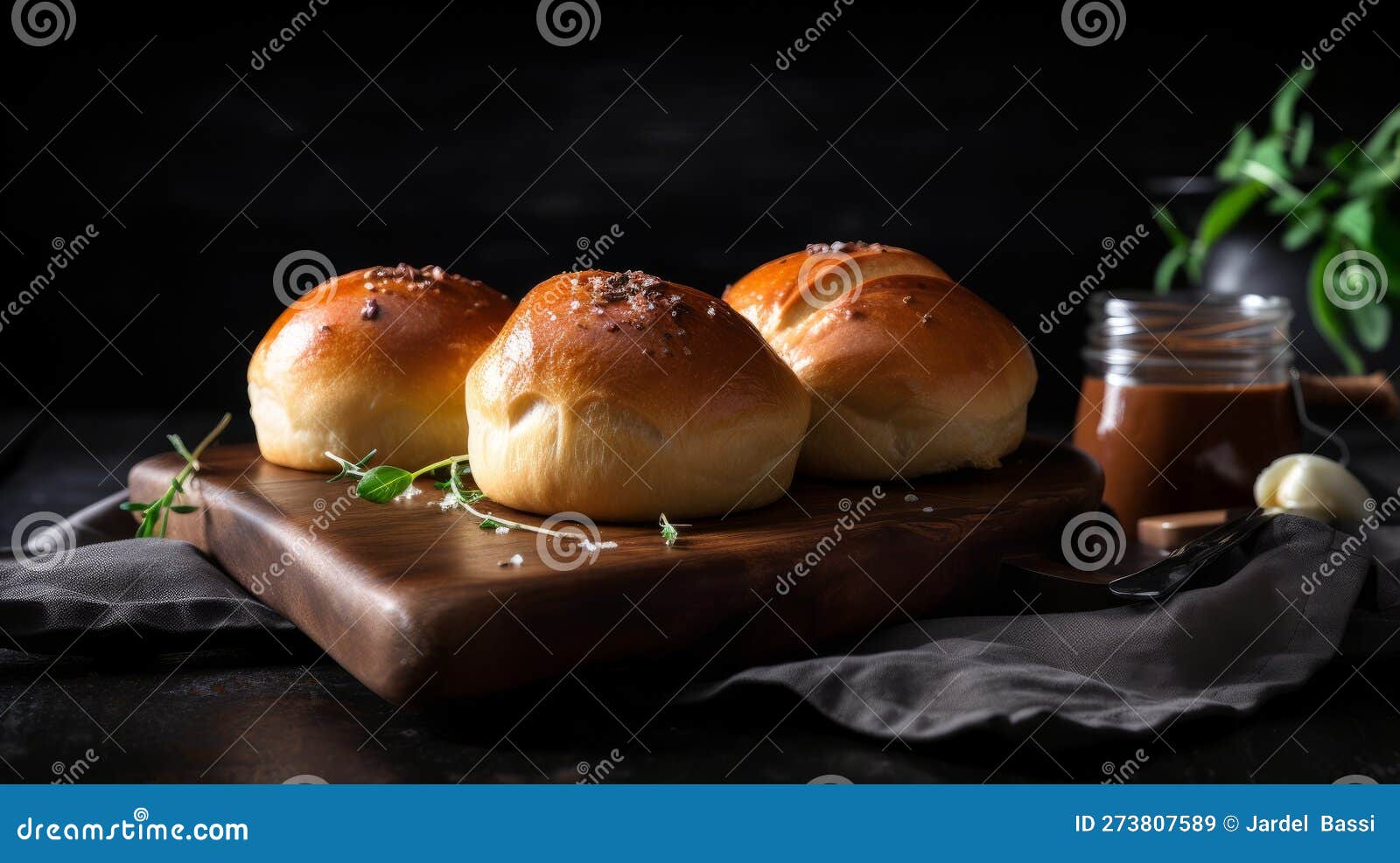 Classic Dinner Bread Rolls with Copy Space Stock Illustration ...