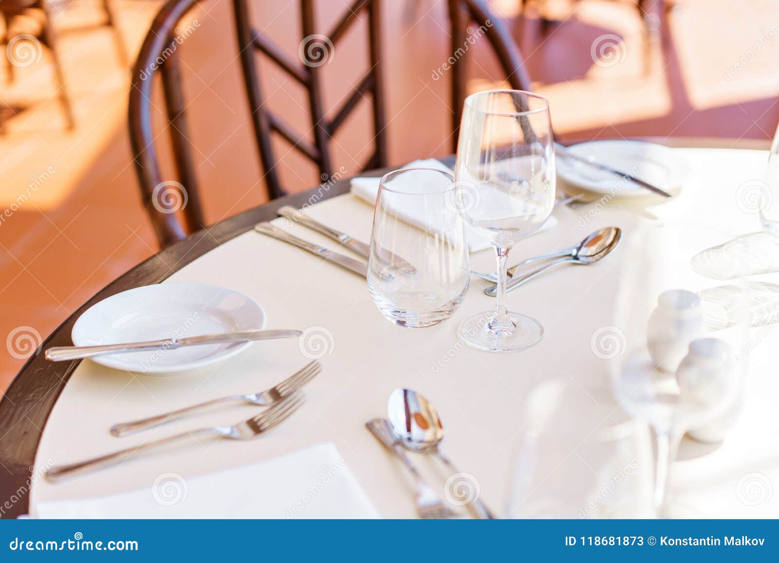Classic Dinnerware in the Restaurant. Table Appointments for Dinner on ...