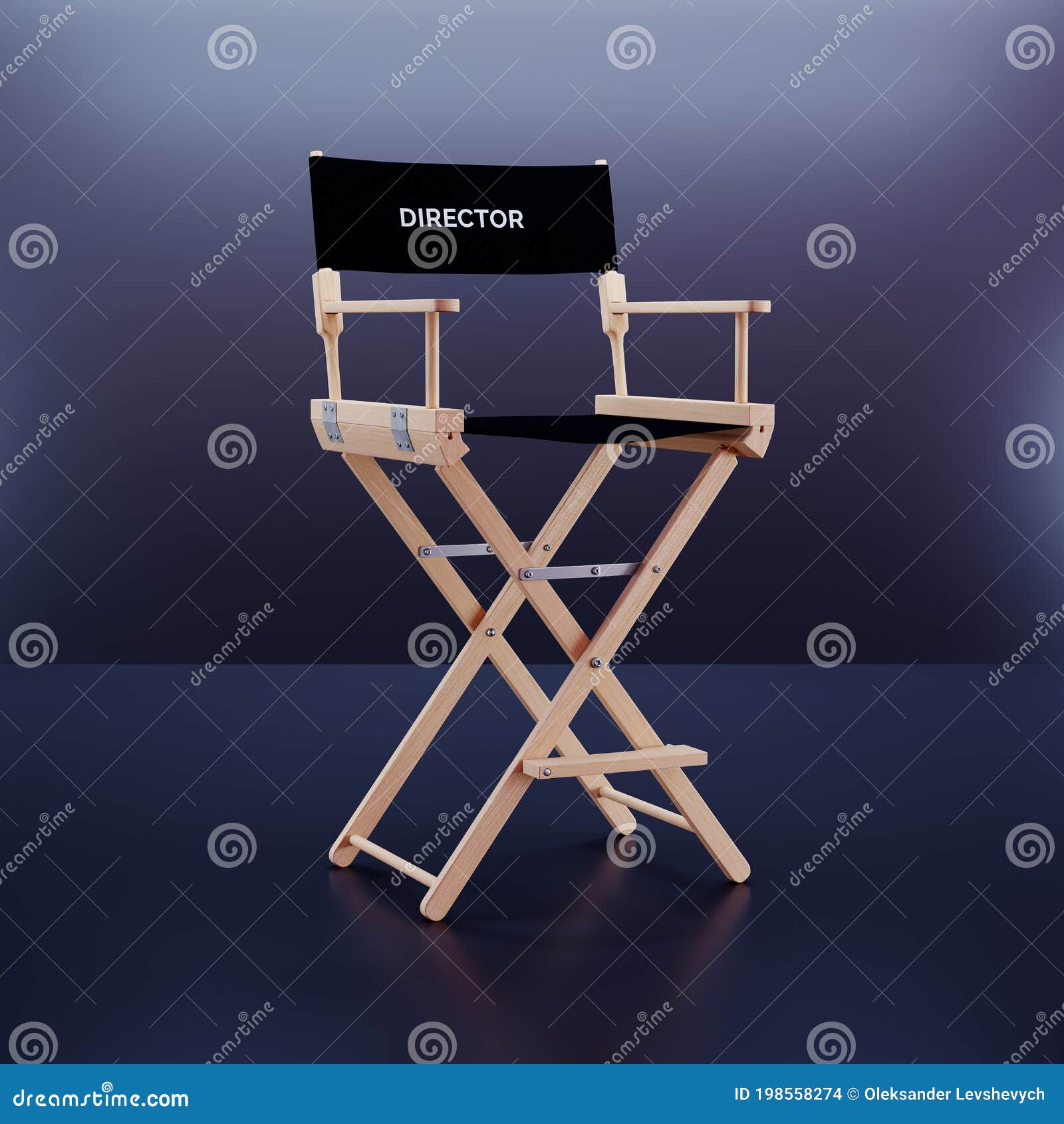 Directors Chair on a Dark Blue Background. 3d Rendering Stock ...