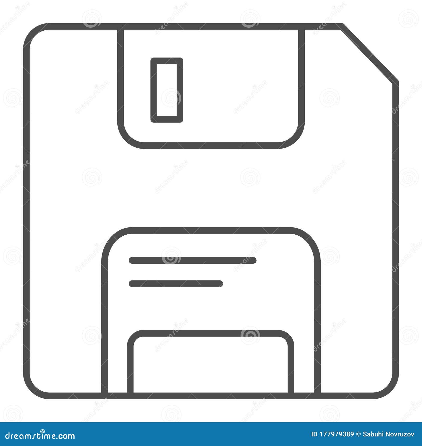 Classic Diskette Thin Line Icon. Data Memory Storage of Software or ...