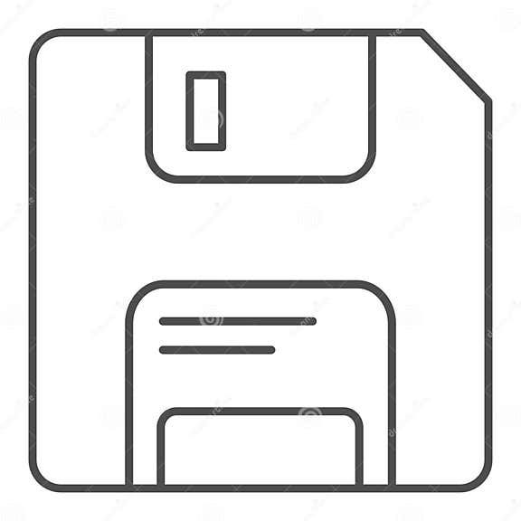 Classic Diskette Thin Line Icon. Data Memory Storage of Software or ...