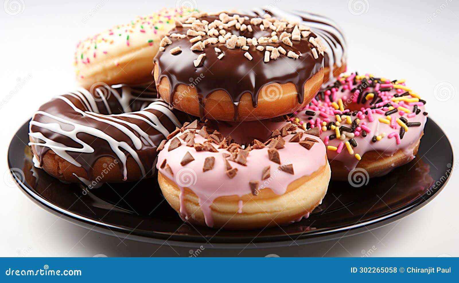 Classic Donuts in a Plate on White Stock Photo - Image of glaze, snack ...