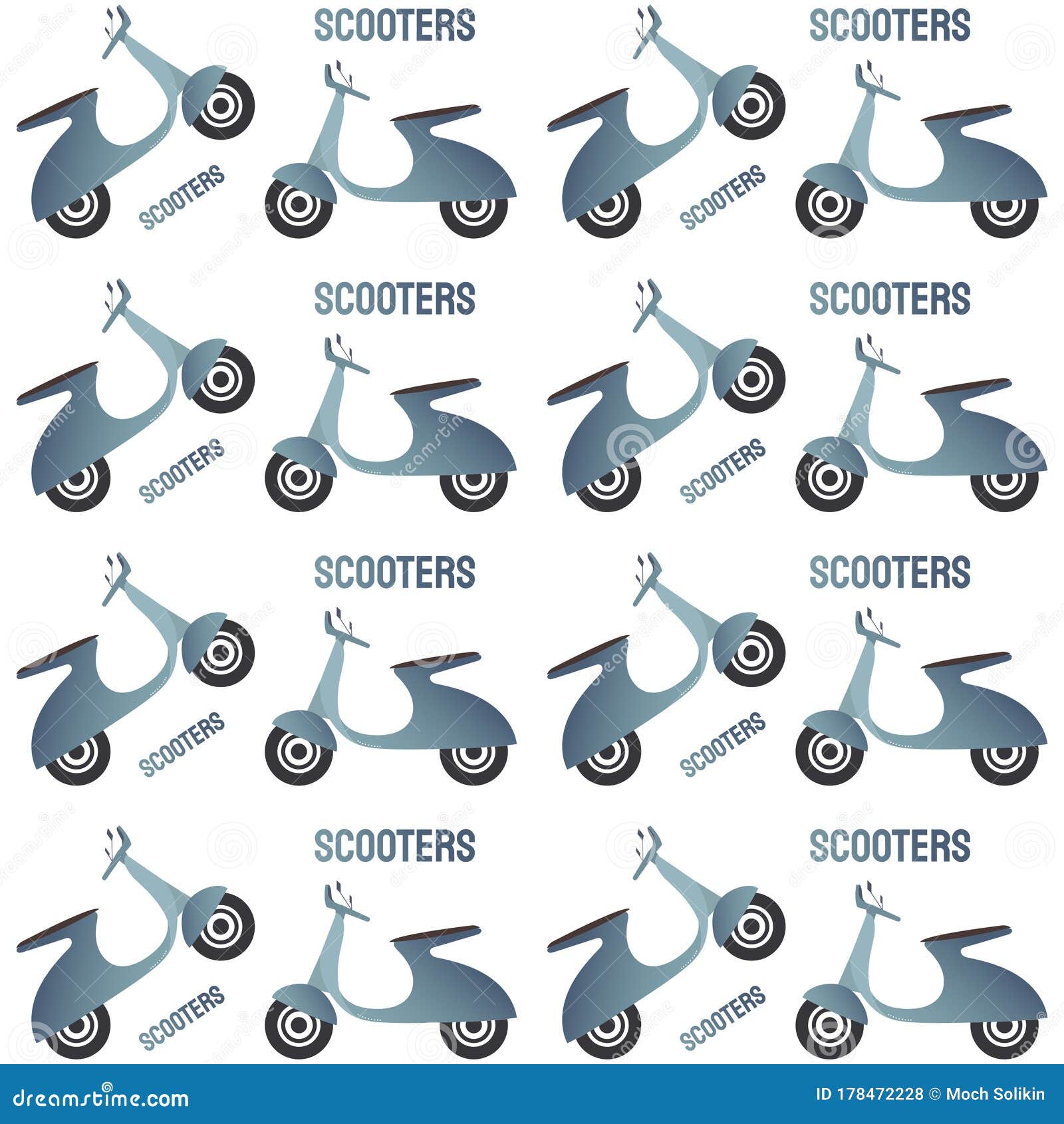 Classic Doodle Scooter Patterns With Colorful Concepts. Vector Scooter ...