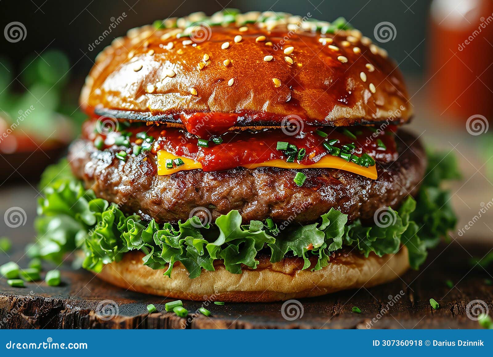 Double Meat Burger With Melted Cheese, Tomato, Lettuce And Onion. It ...