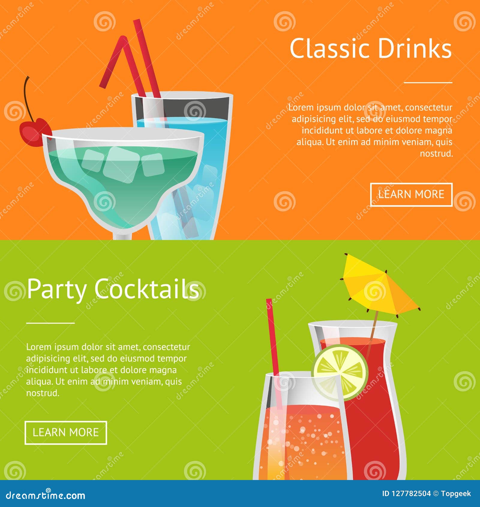Classic Drinks Party Cocktails Set of Web Posters Stock Vector ...