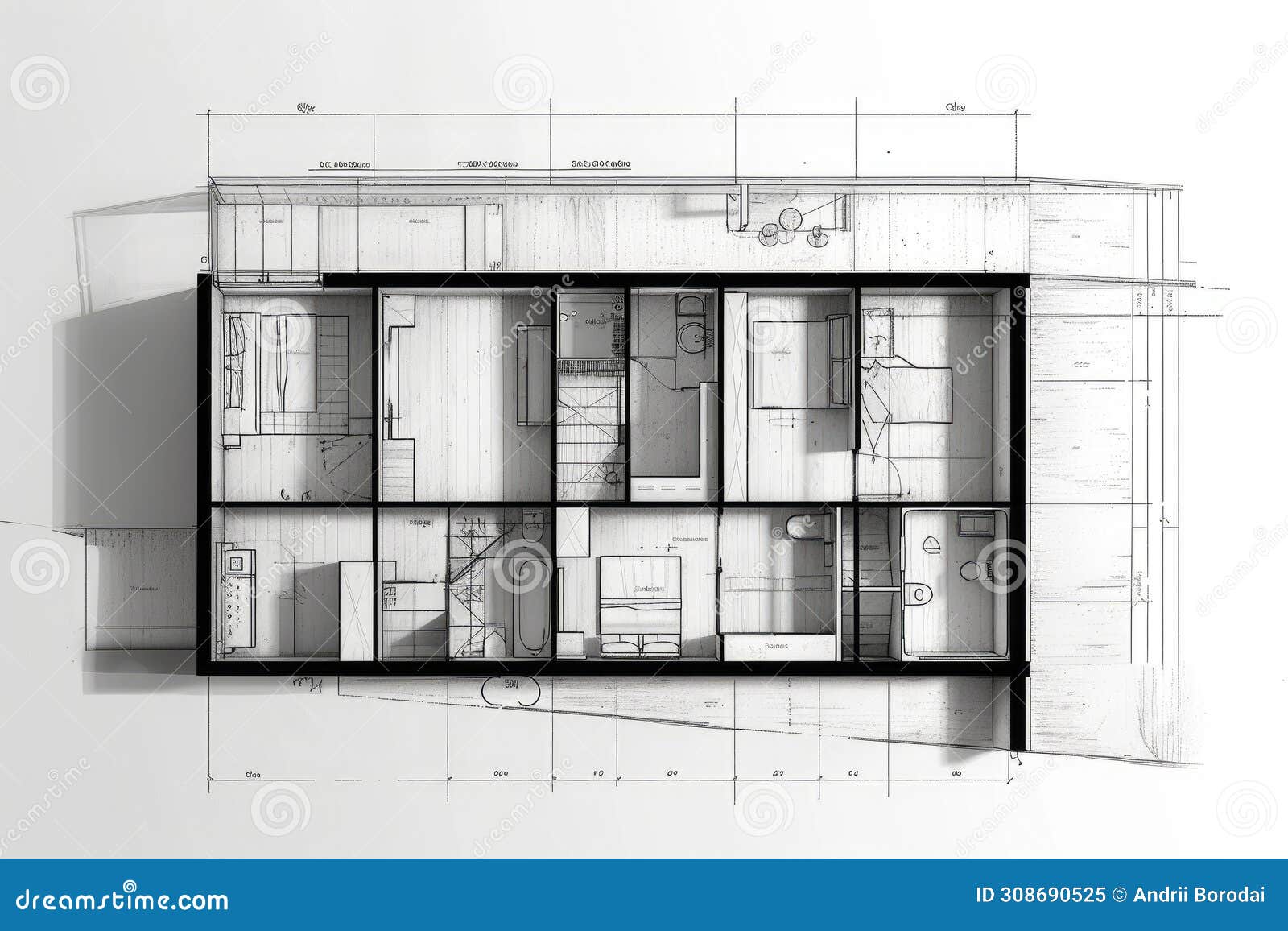 Classic Dutch Row House Architectural Design. Stock Illustration ...