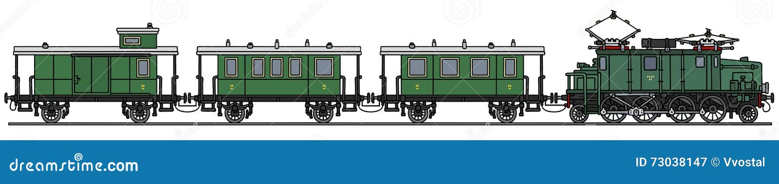 Classic electric train stock vector. Illustration of vintage - 73038147