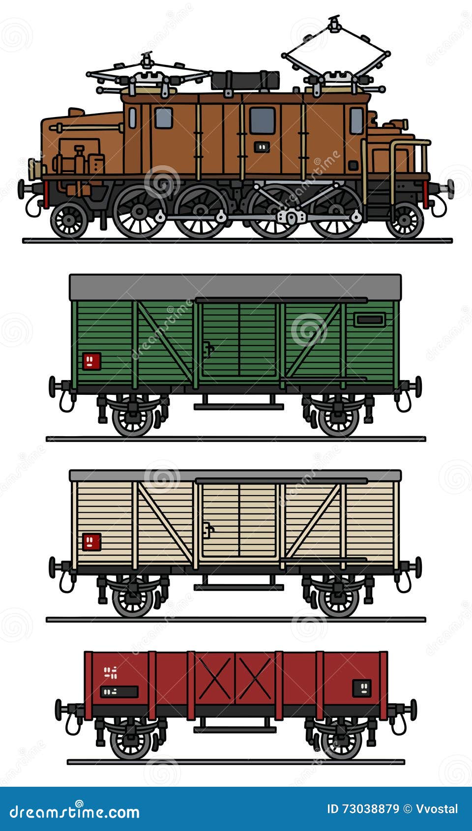 Classic electric train stock vector. Illustration of black - 73038879