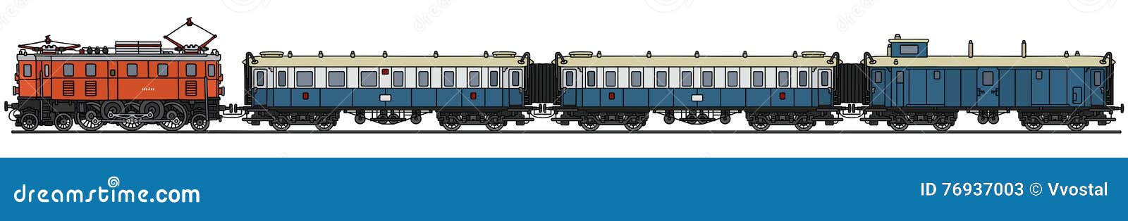 Classic electric train stock vector. Illustration of carriage - 76937003