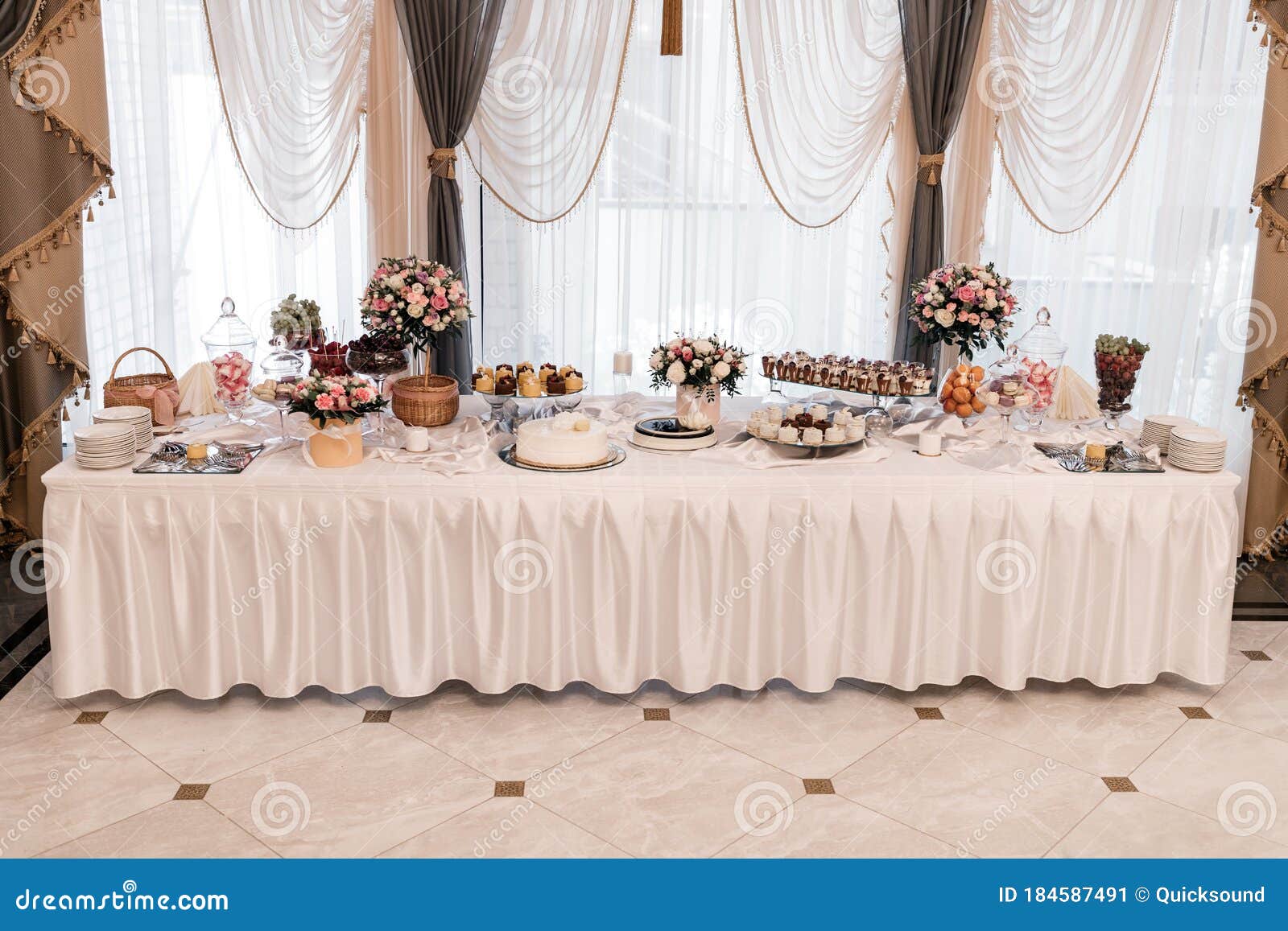 Classic Elegant Dessert Table Stock Image - Image of cakes, desserts ...