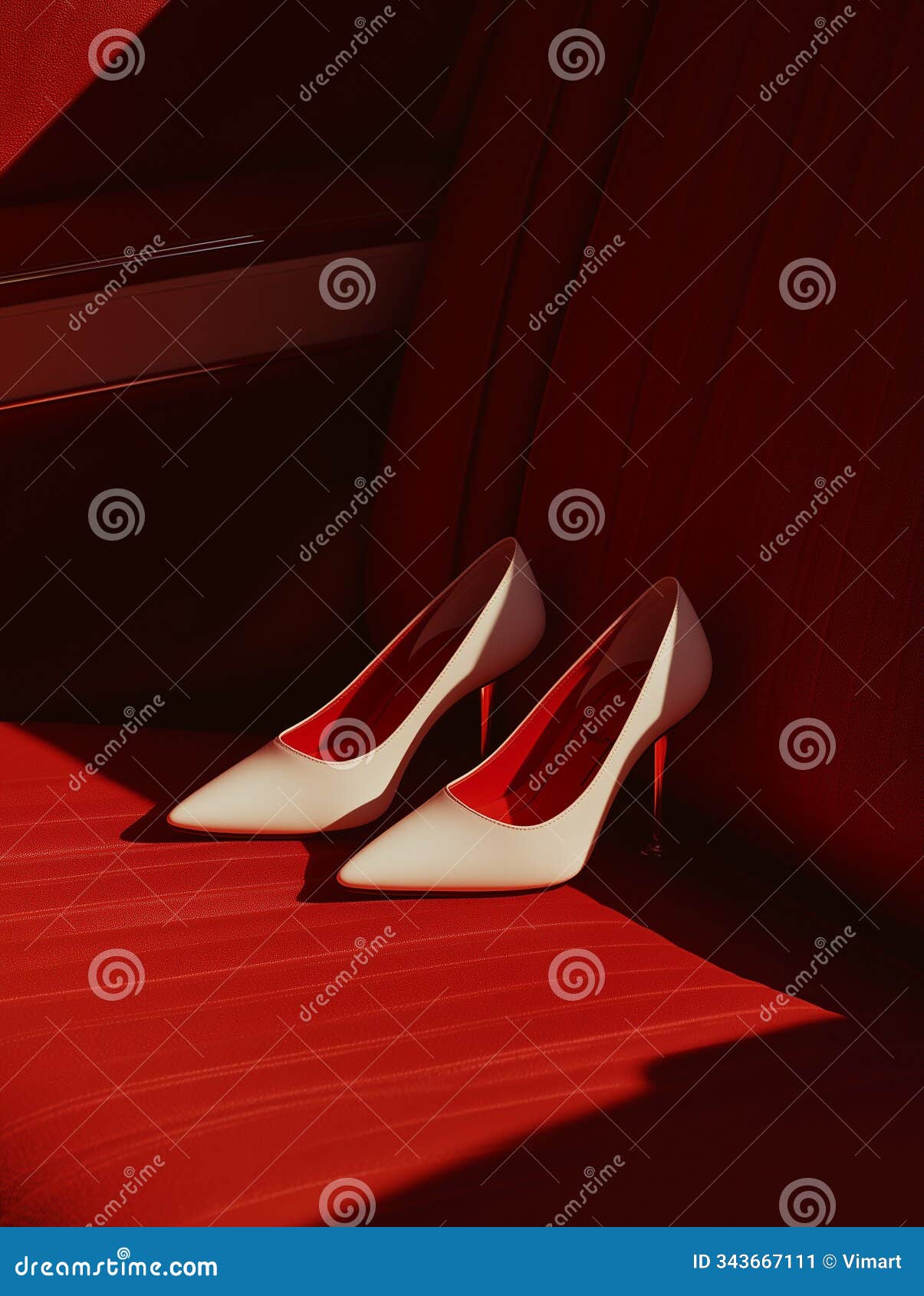 A Classic and Elegant High Heel Shoe, Poised Against a Dramatic Red ...