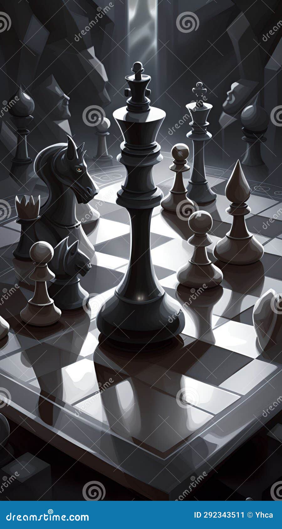 A Classic and Elegant Image of Black and White Chess Pieces on a Board ...