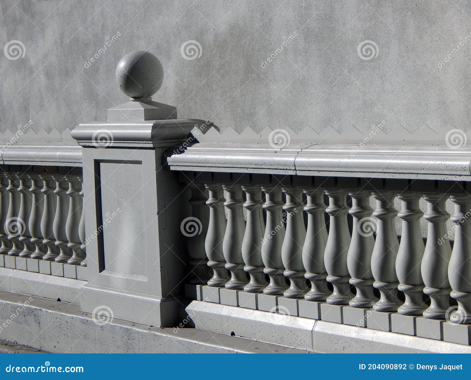 Classic Railing with Stone Columns Stock Photo - Image of barrier ...