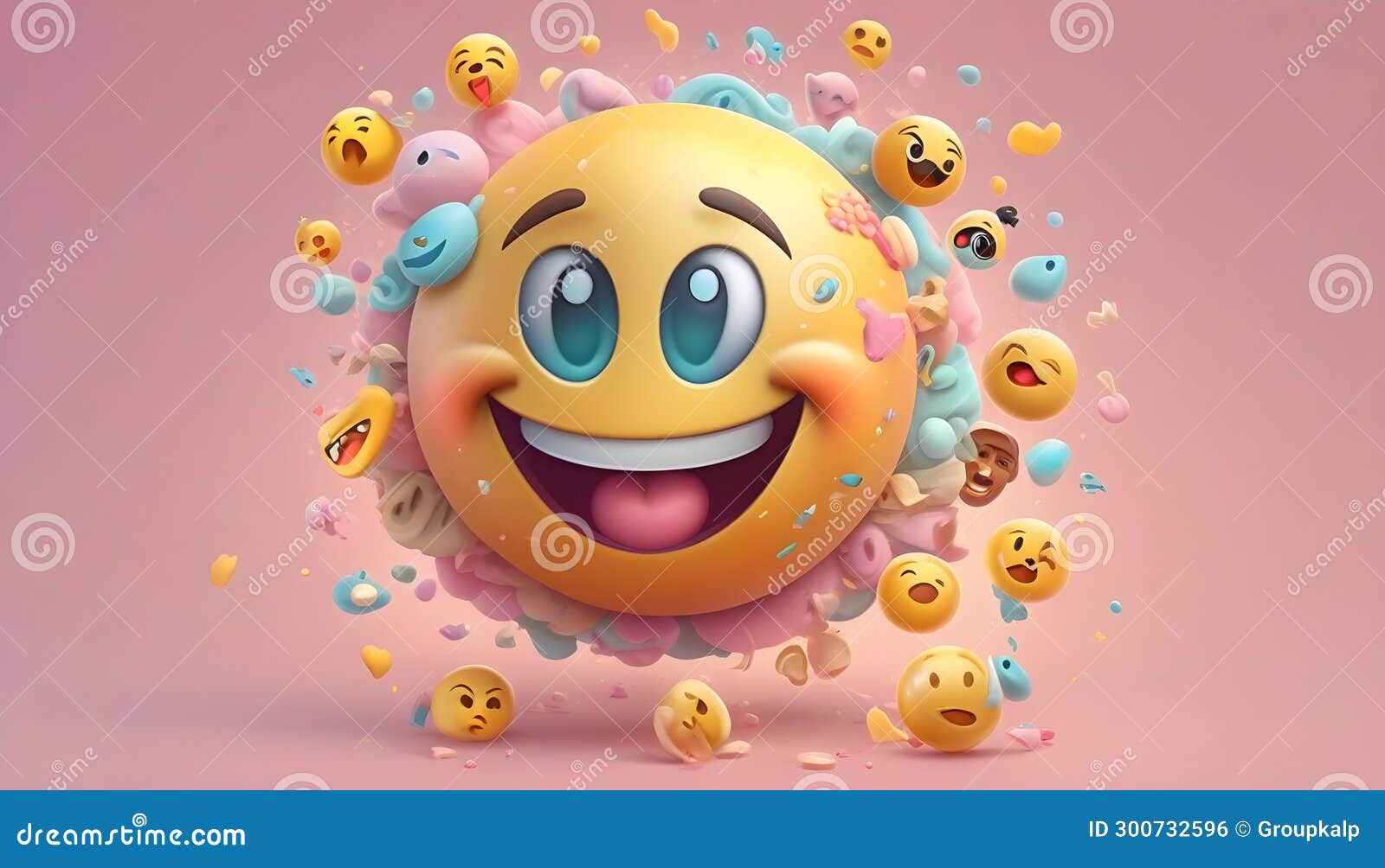 Classic Emoji Faces On Sparkling Pink Background Royalty-Free Stock ...