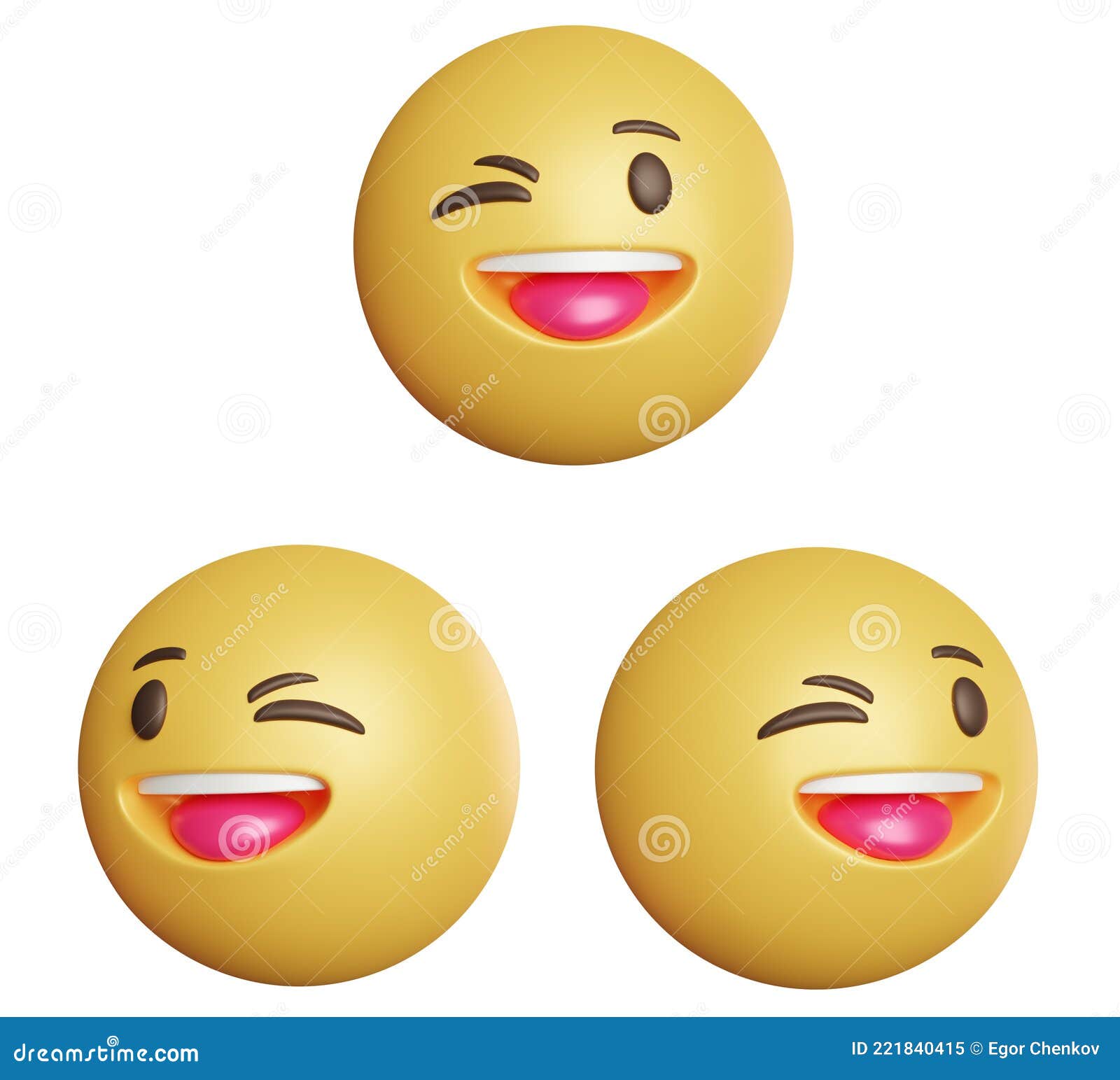 Yellow emoticon 3D wink stock image. Illustration of smile - 221840415