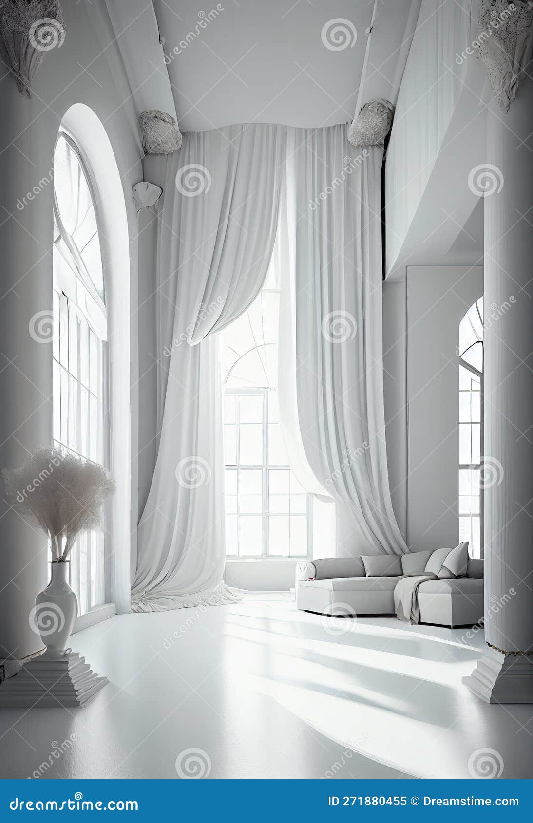 Classic Empty Clean White Room with Windows Stock Image - Image of ...