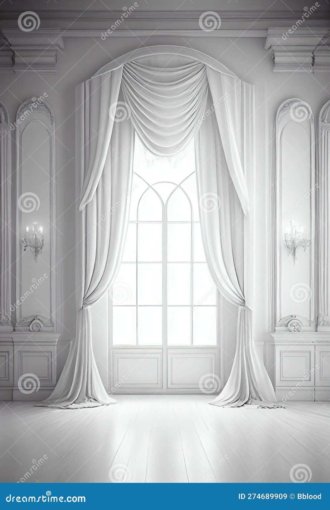 Classic Empty Clean White Room with Windows Stock Illustration ...