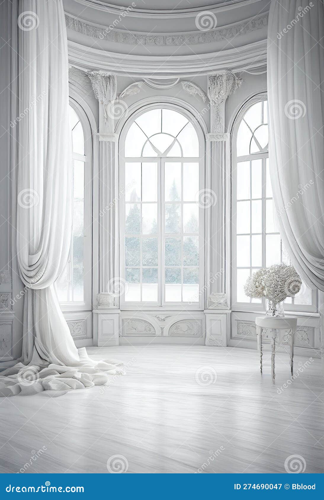 Classic Empty Clean White Room with Windows Stock Illustration ...
