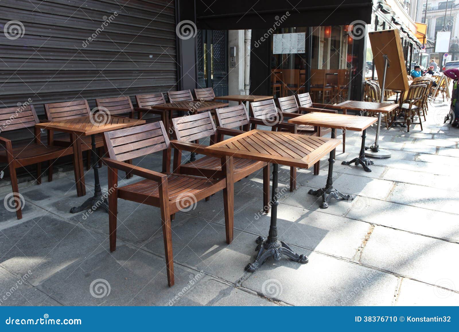 Classic Empty Street Cafe in Paris Stock Photo - Image of tables ...