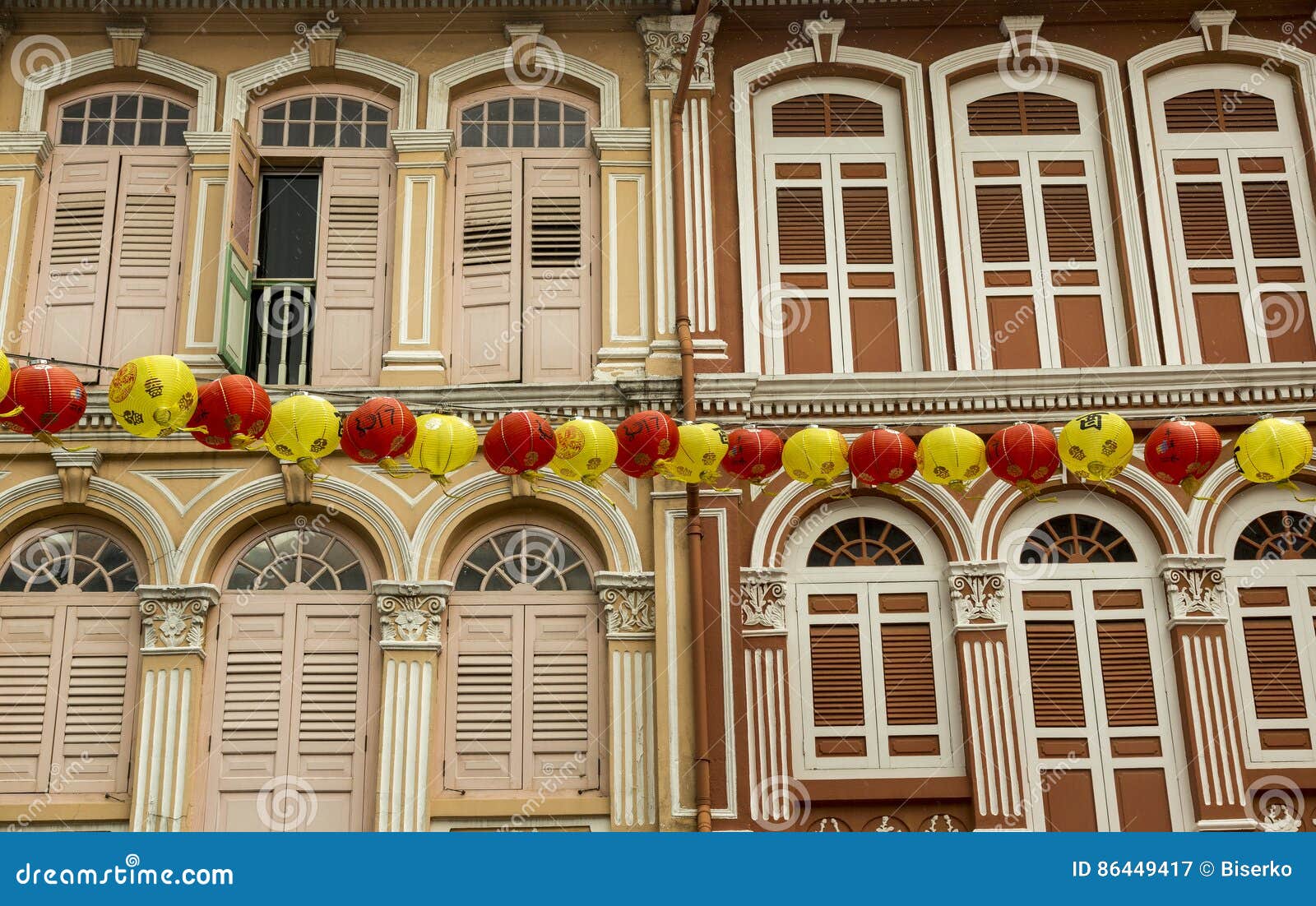 Classic Facade on Colonial Buildings Stock Image - Image of classic ...