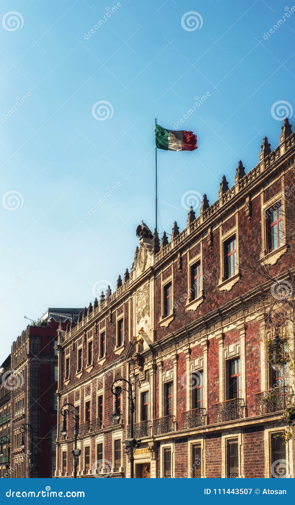 Classic Facade of a Historic Building in the Old Part of Mexico City ...