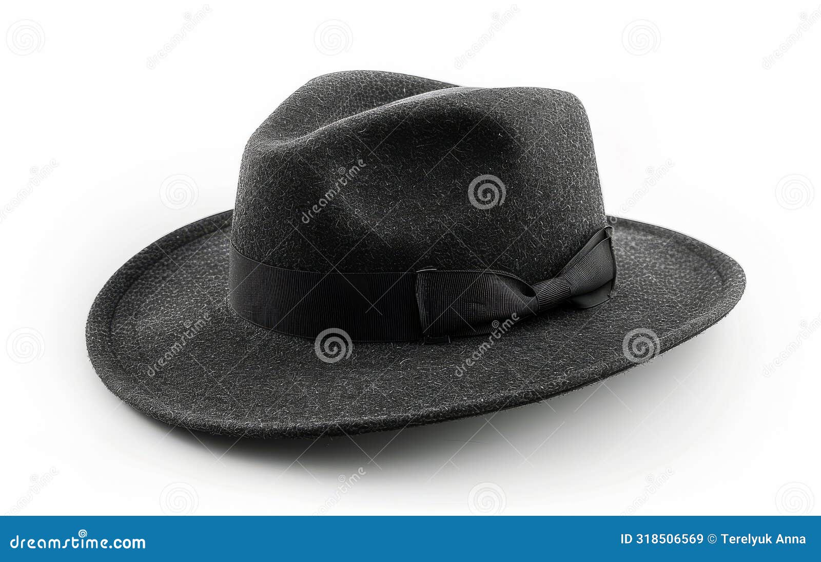Classic Fedora Hat with Black Ribbon Stock Image - Image of horizontal ...
