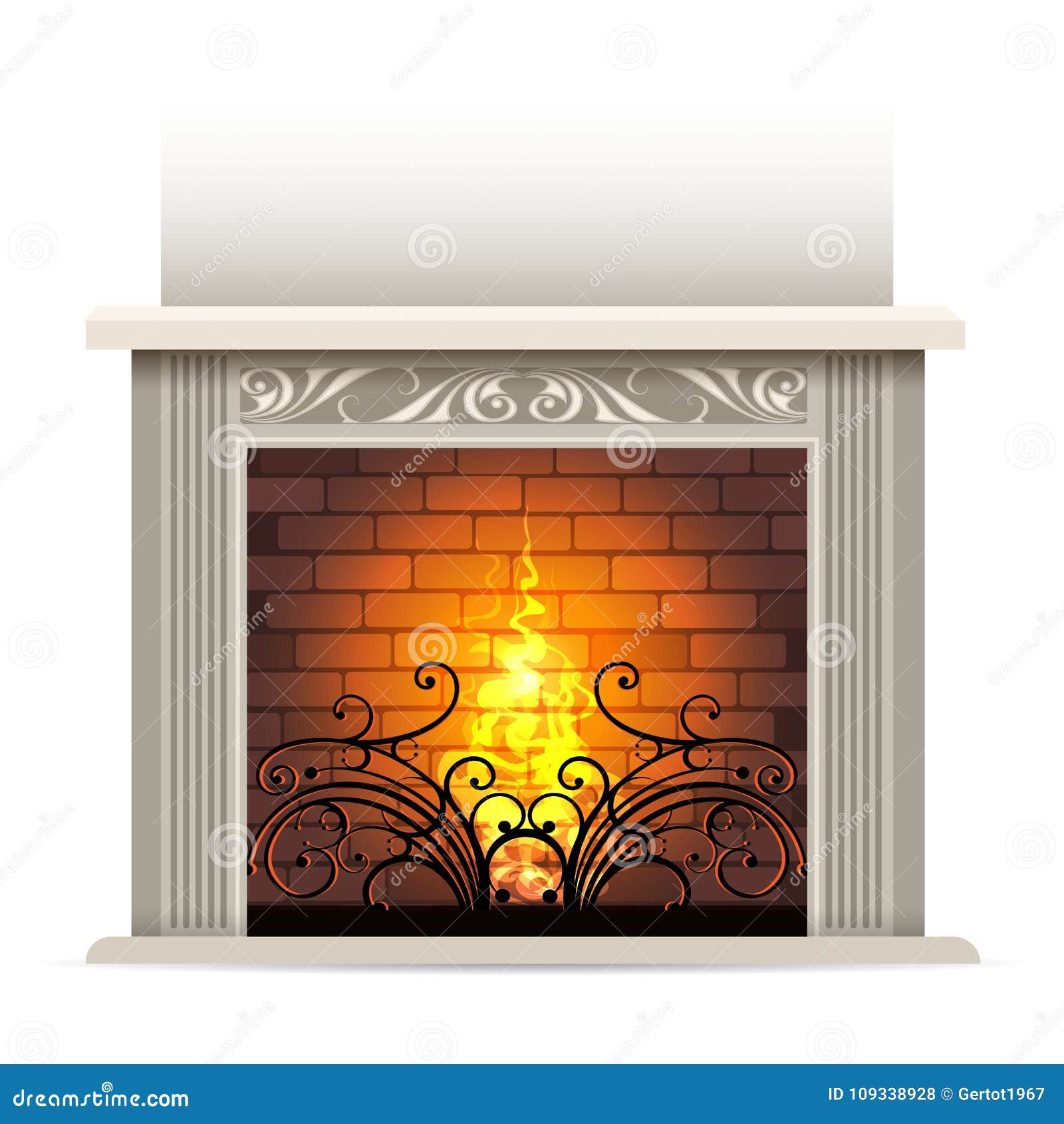 Classic Fireplace Illustration Stock Vector - Illustration of clean ...