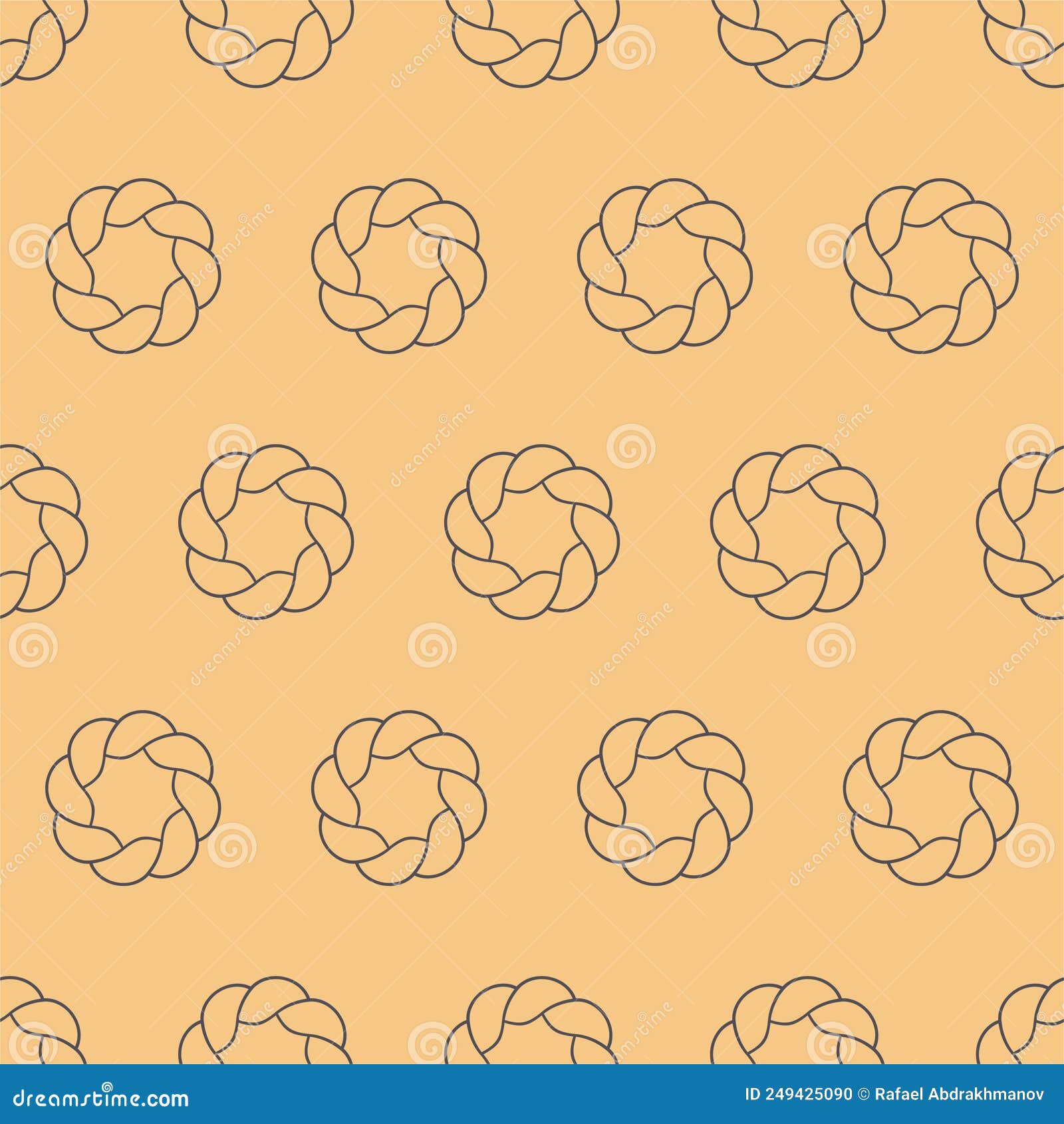 Classic Flat Circle Frame Twisted Rope Icon Seamless Pattern. Outline ...