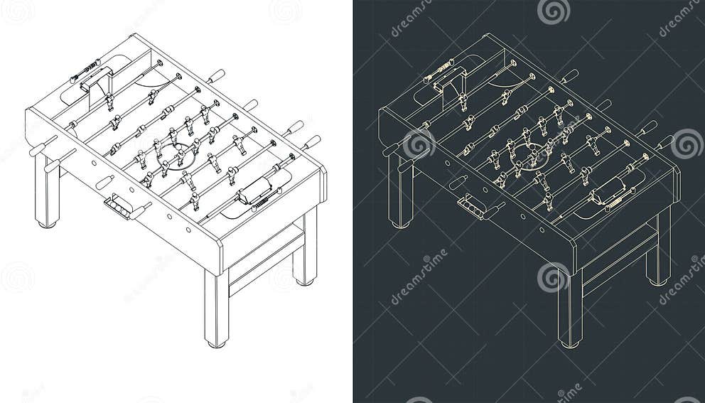 Classic Foosball Table Isometric Blueprint Stock Illustration ...