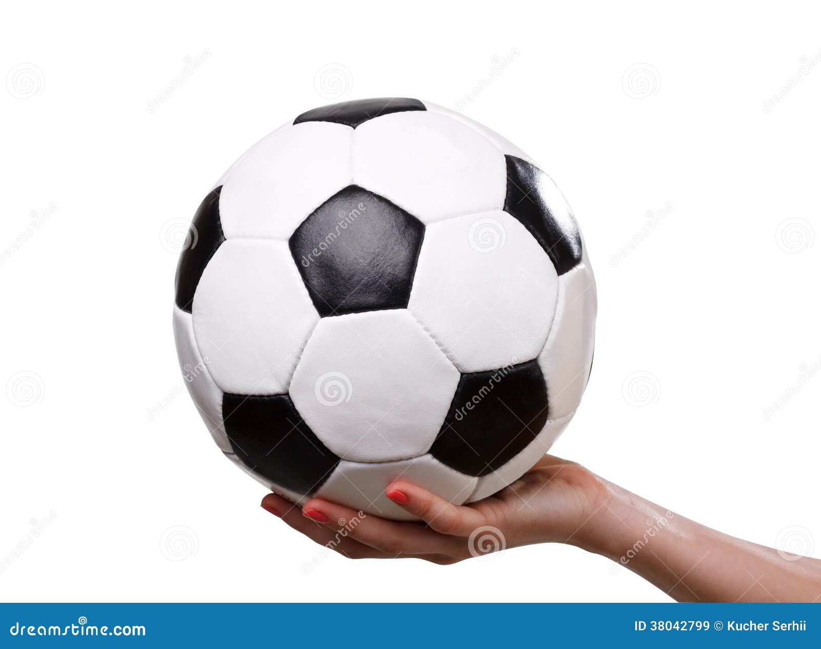 Classic Football Ball in Hand Stock Image - Image of hobby, bright ...