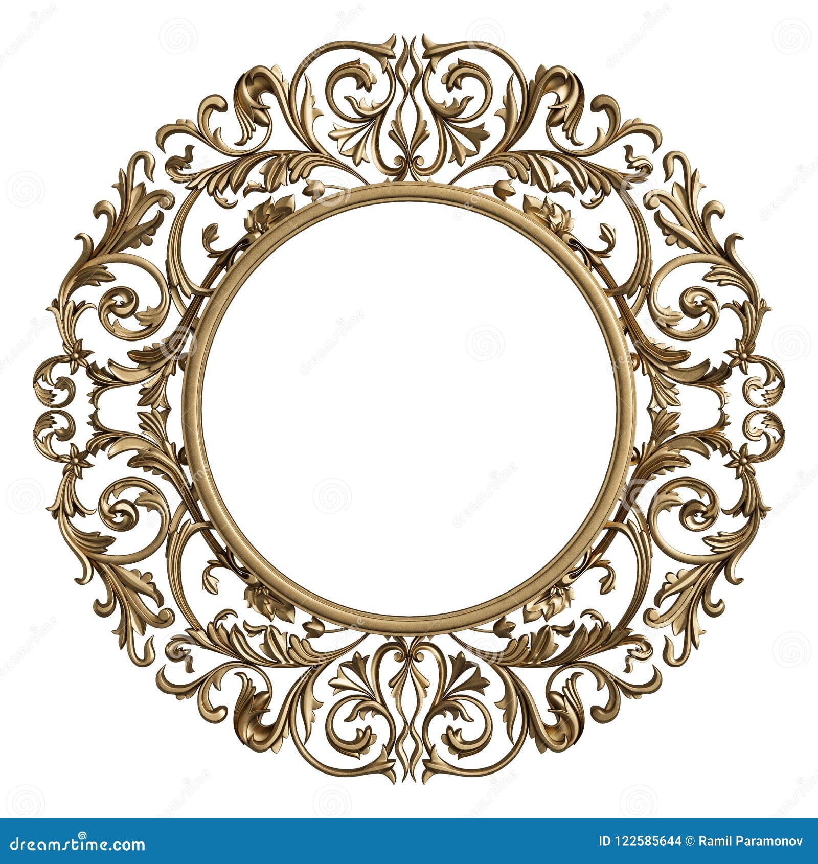 Classic Frame Circle with Ornament Decor Isolated on White Background ...