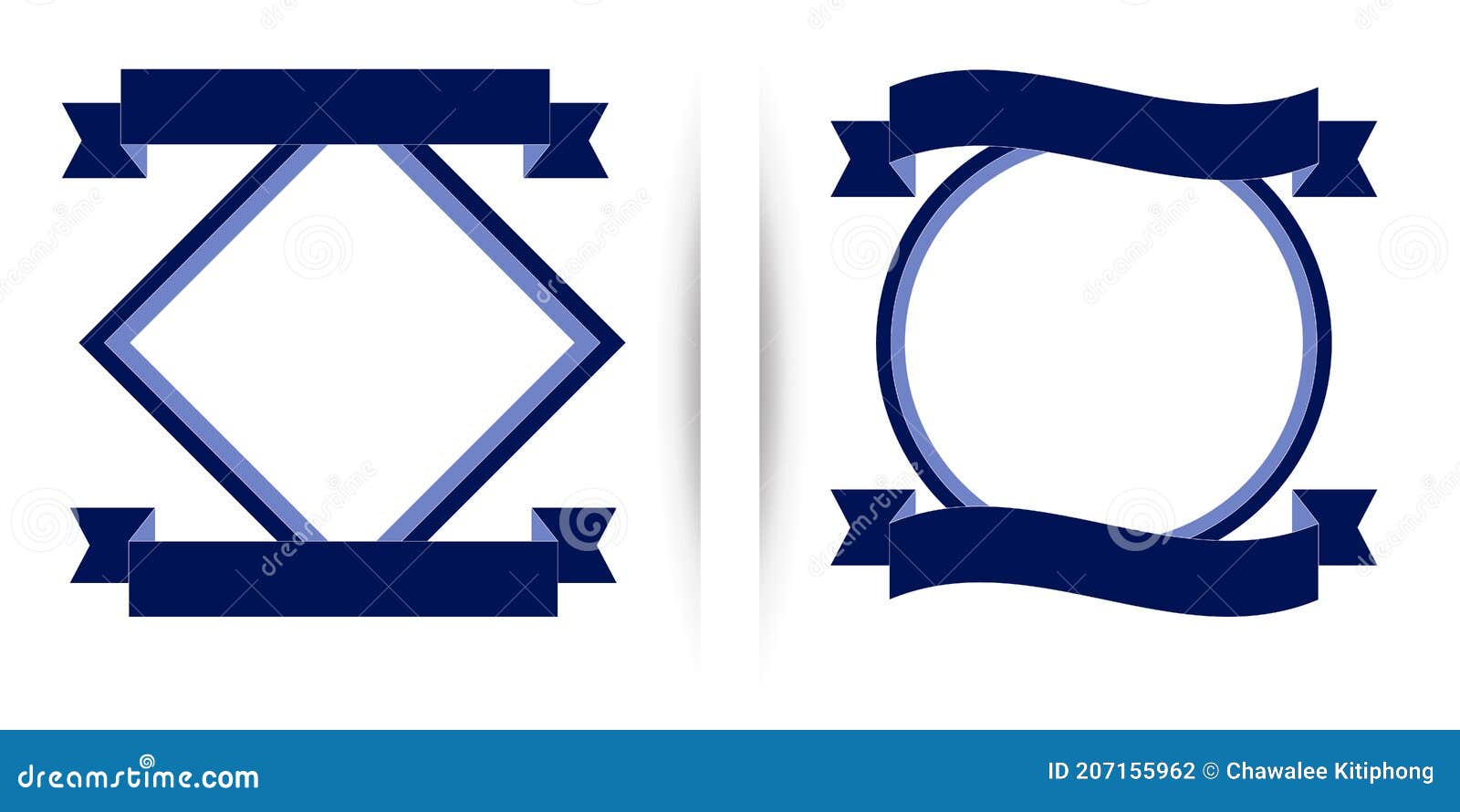 Picture Frame with Ribbon in Navy Blue Color - Vector Illustration ...