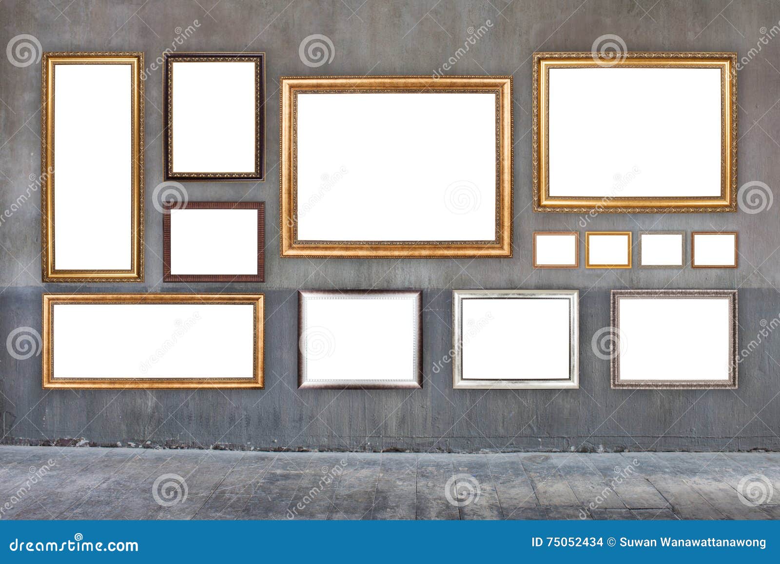 Classic Frames on Old Cement Wall Stock Photo - Image of frame, classic ...