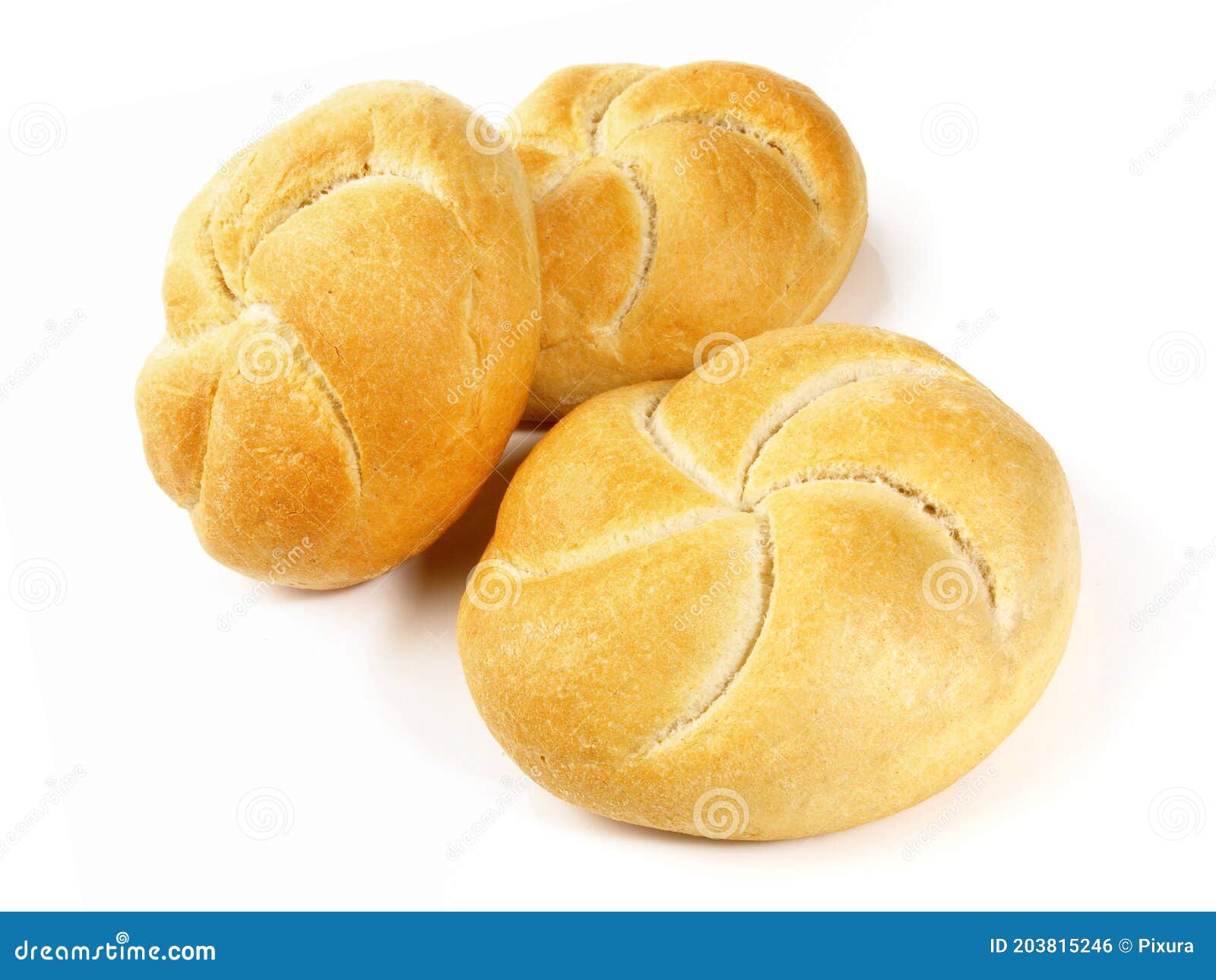 Classic German Bread Rolls on White Background - Isolated Stock Photo ...